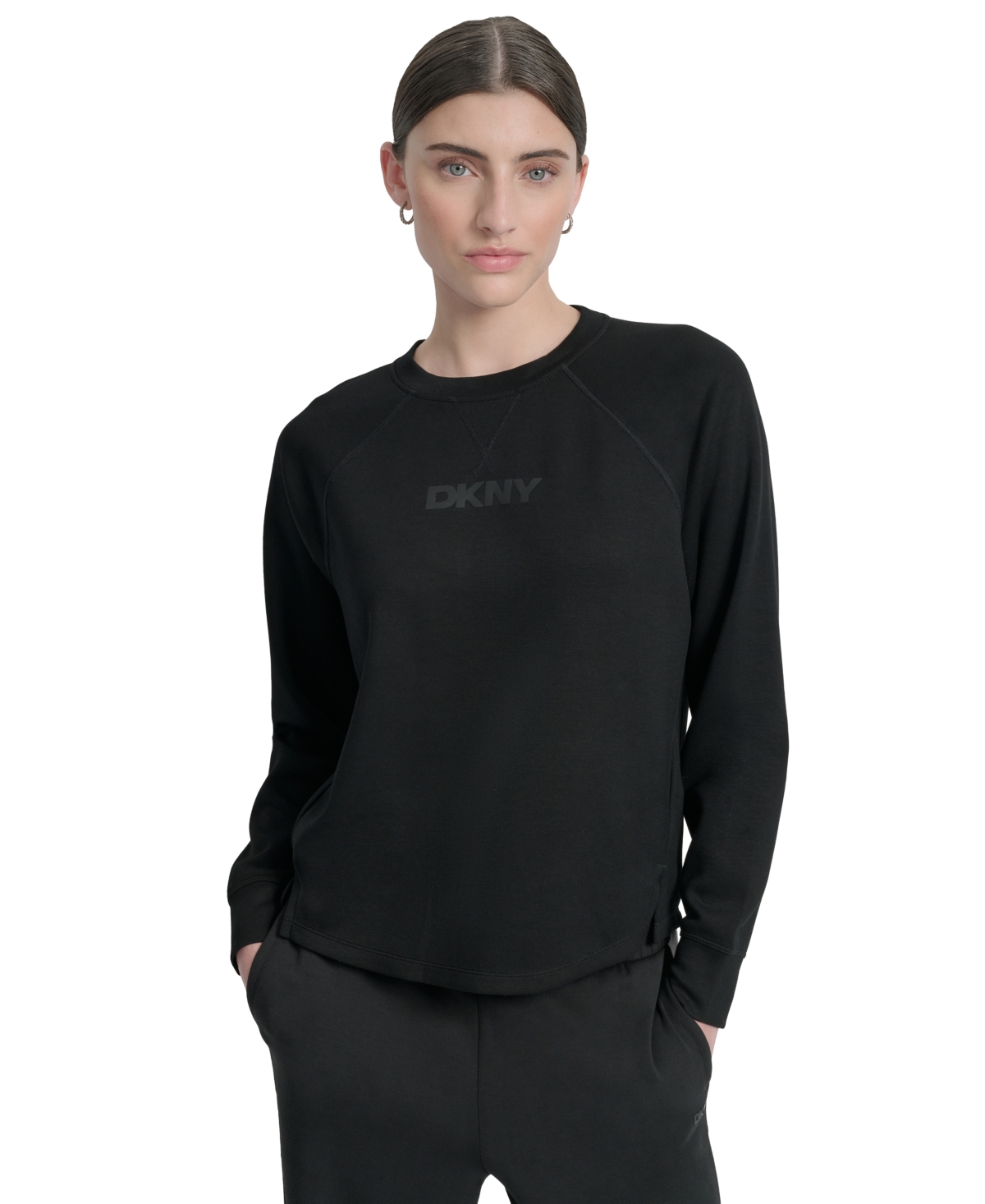 Click here for Dkny Womens Highline Scuba Crewneck Pullover - Bla... prices
