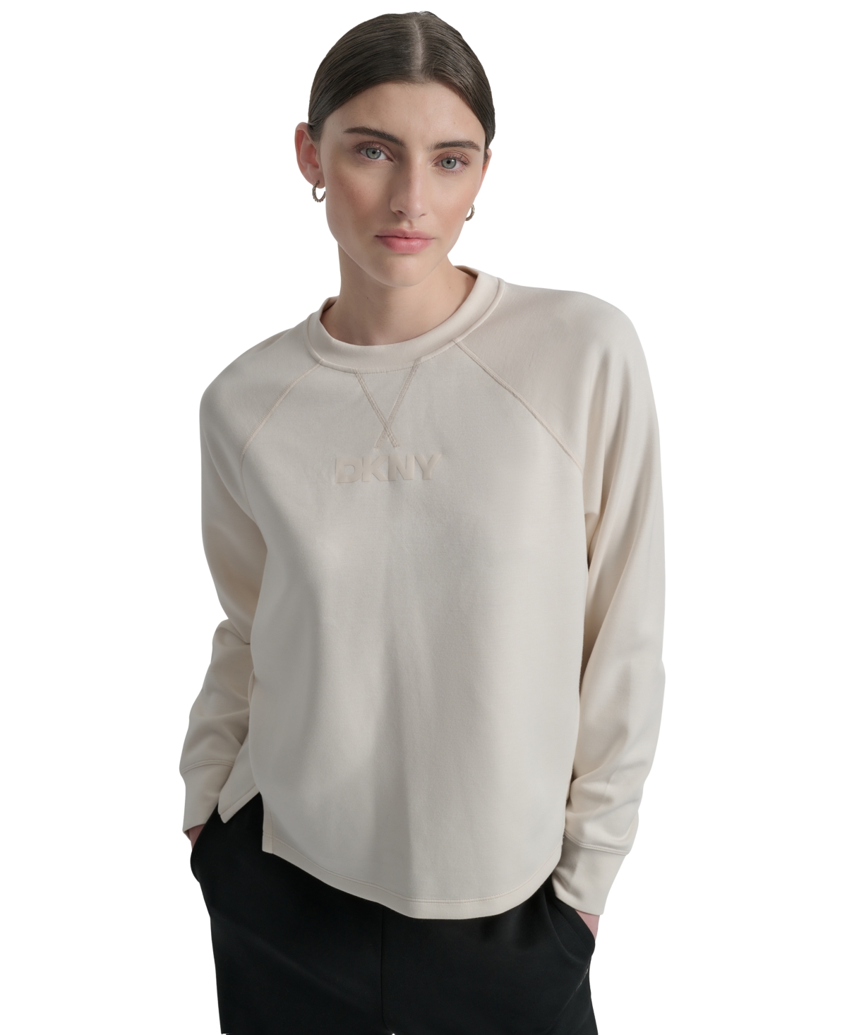 Click here for Dkny Womens Highline Scuba Crewneck Pullover - Egg... prices