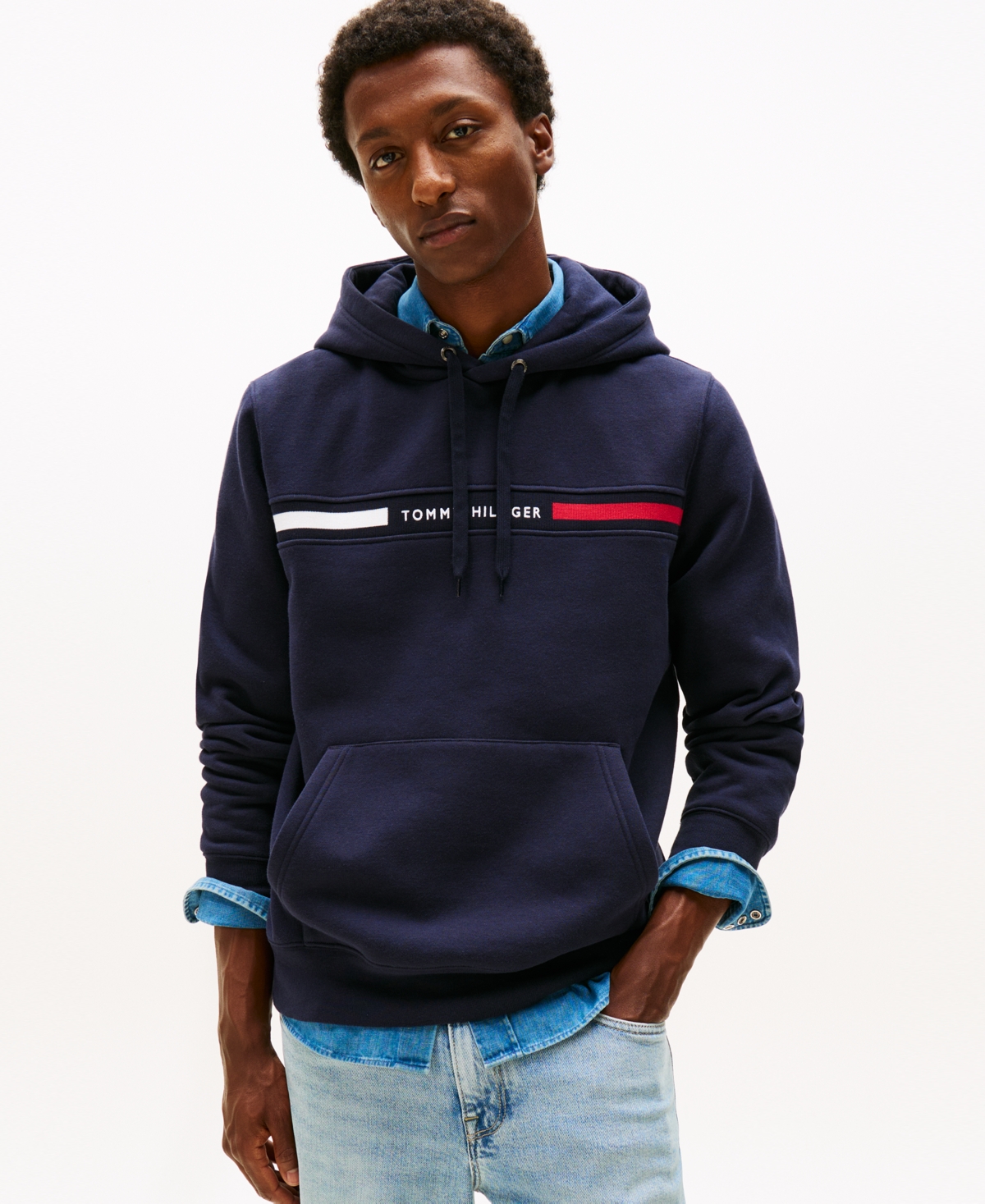Click here for Tommy Hilfiger Mens Chest Logo Hoodie - Desert Sky prices