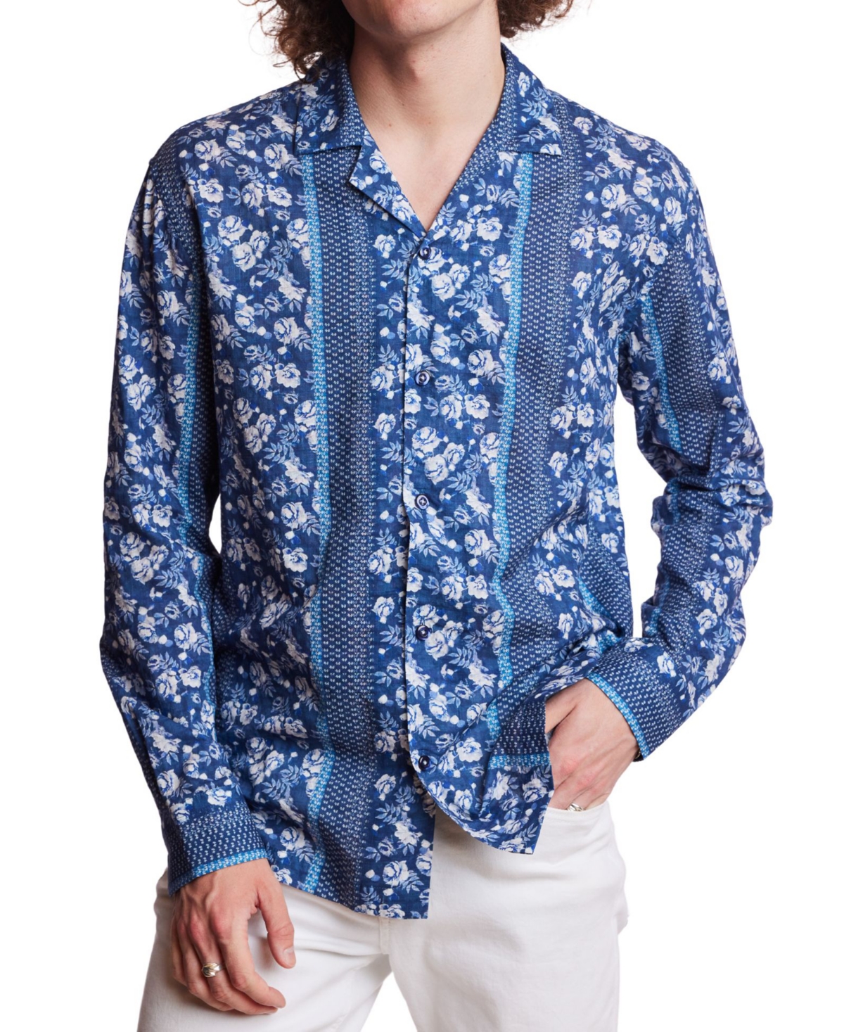 Click here for Paisley & Gray Mens Slim Fit Long Sleeve Floral Bu... prices