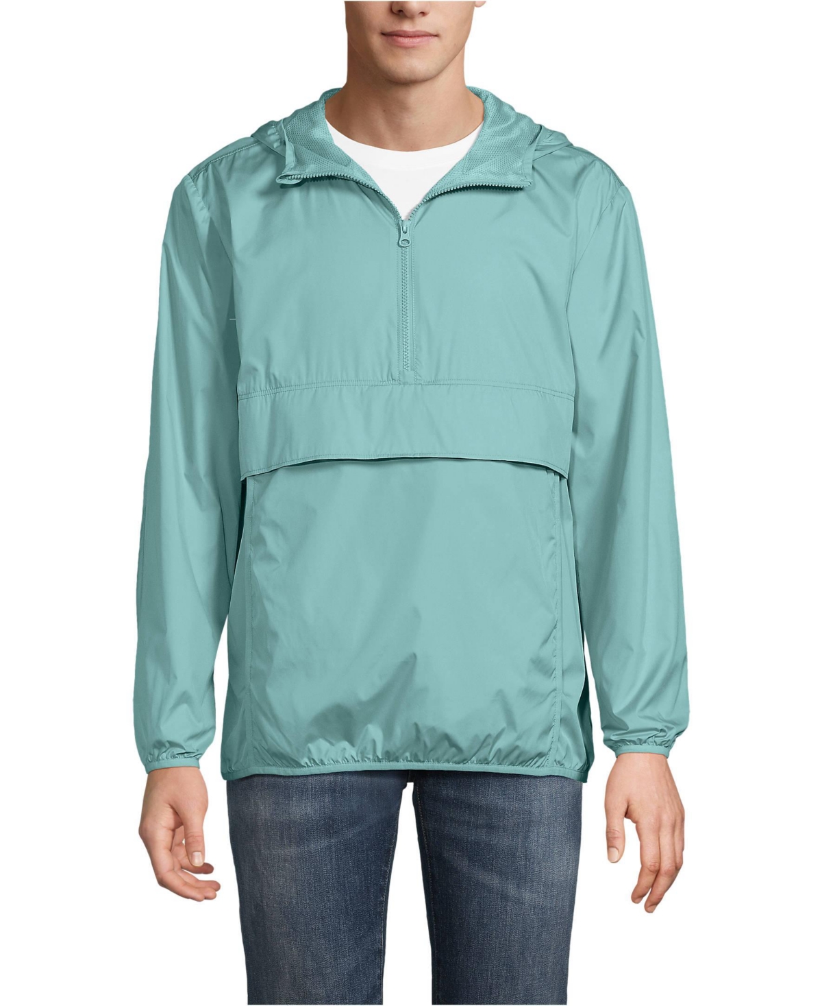 Click here for Lands End Mens Upf 50 Anorak Windbreaker - Pale te... prices