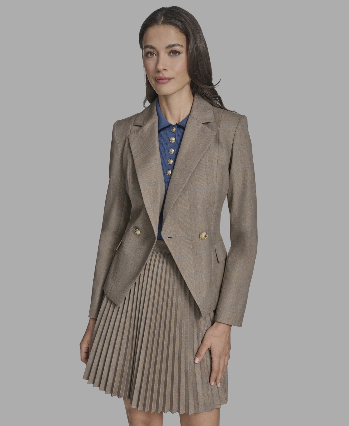 Click here for Bcbg Womens Plaid Notched Collar Blazer - Moonlit... prices