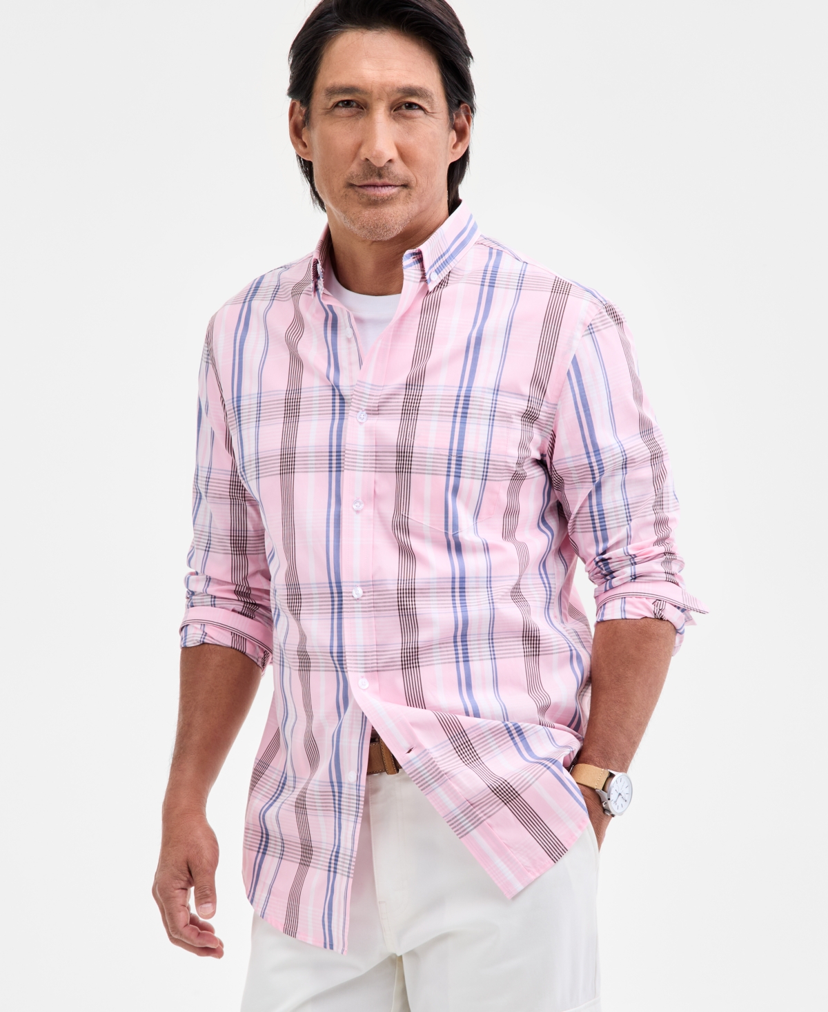 Click here for Club Room Mens Dublin Plaid Button-Down Poplin Shi... prices