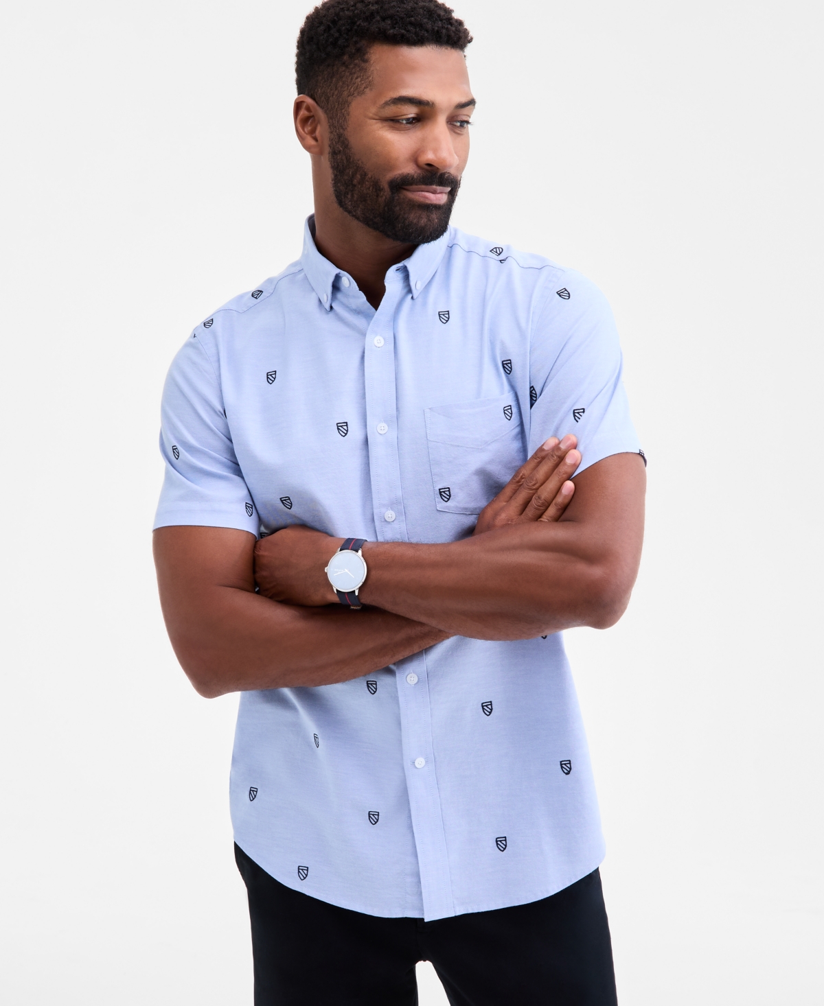 Click here for Club Room Mens Regular-Fit Stretch Heritage Crest-... prices