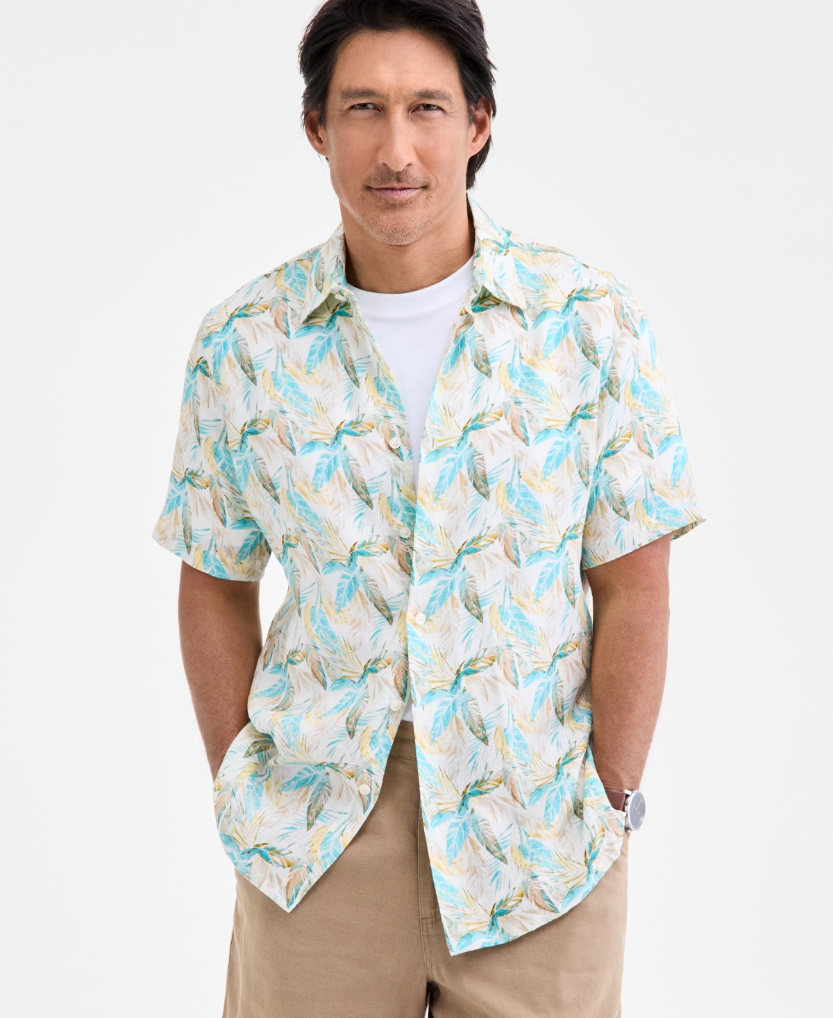 Click here for Club Room Mens Regular-Fit Tropical-Print Button-D... prices