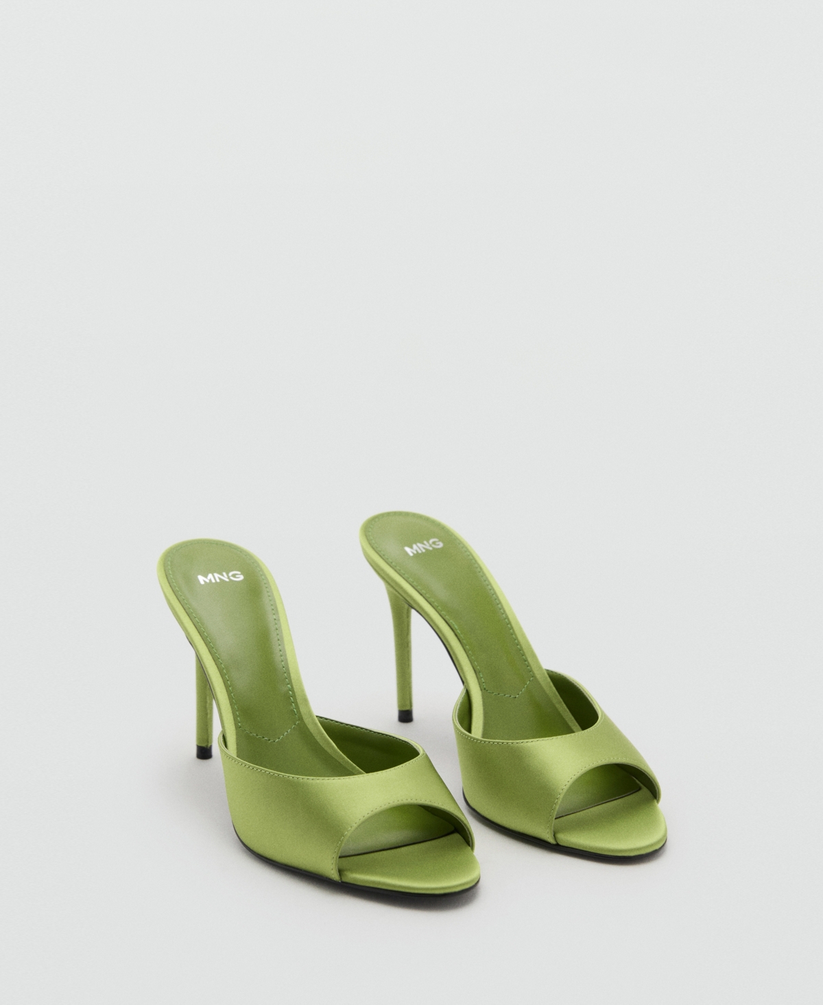 Click here for Mango Womens Satin-Effect Heeled Sandals - Green A... prices