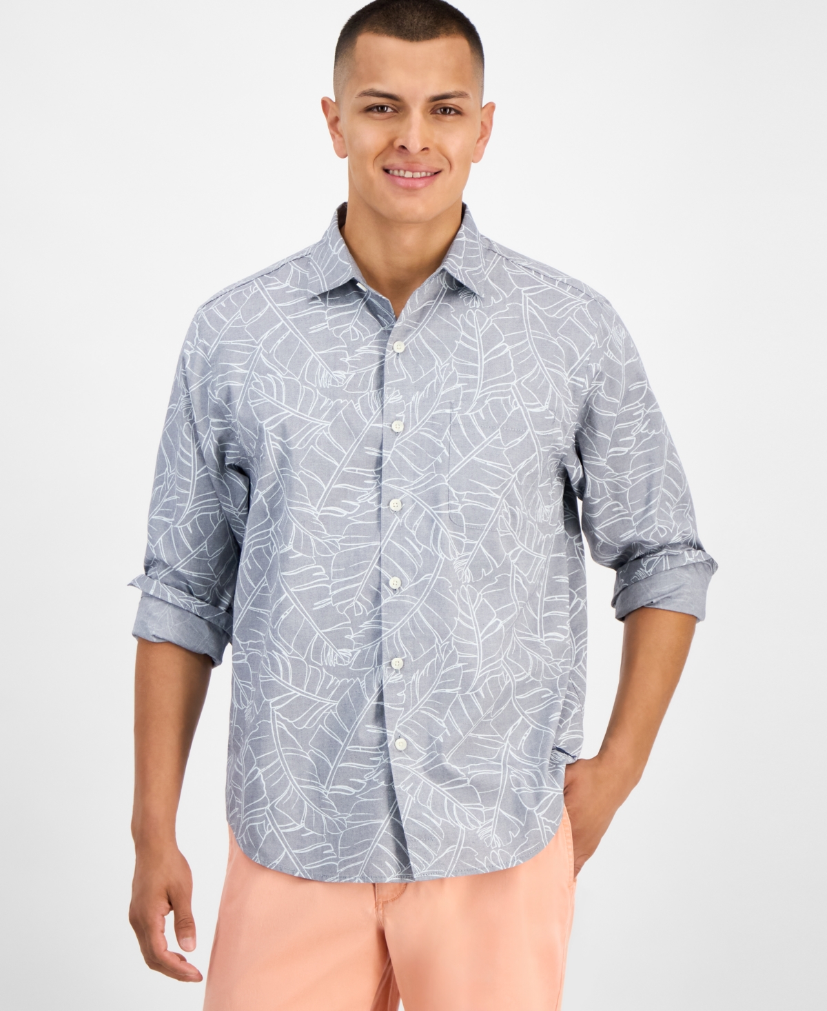 Click here for Tommy Bahama Mens Feather Skies Cotton Chambray Sh... prices