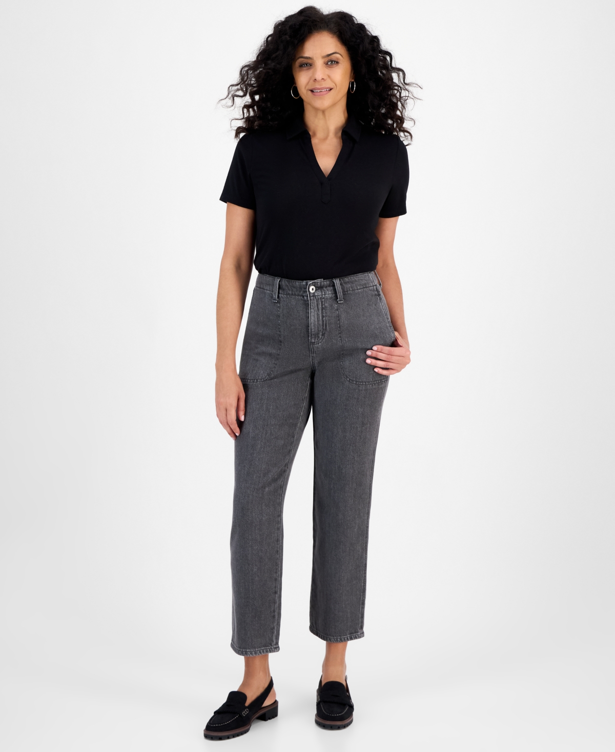 Click here for Style & Co Womens Mid-Rise Relaxed Straight-Leg Je... prices