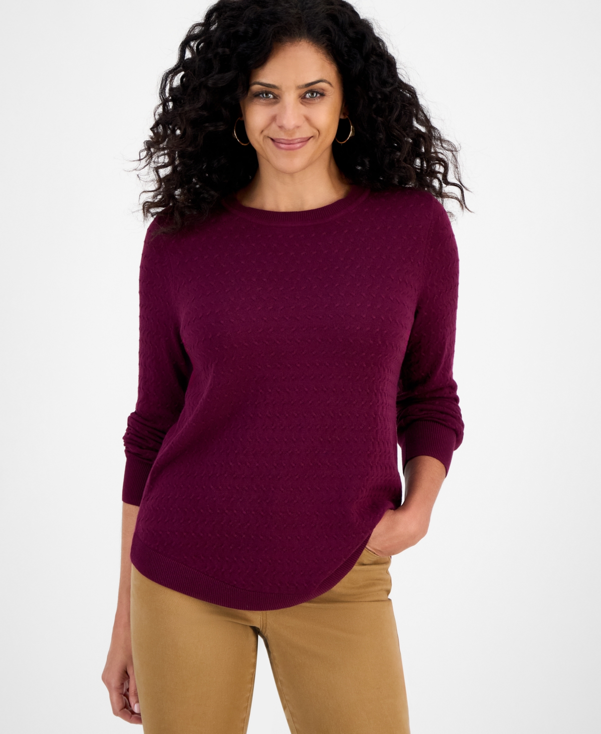 Click here for Style & Co Womens Curved-Hem Cotton Pullover Sweat... prices