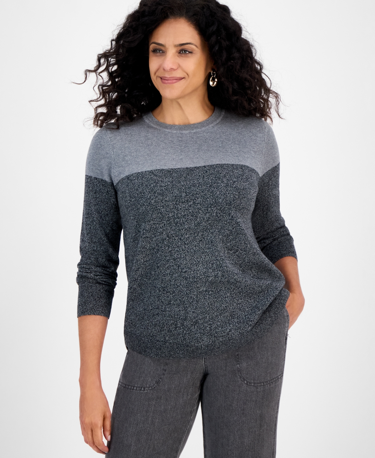 Click here for Style & Co Womens Cotton Colorblocked Pullover Swe... prices