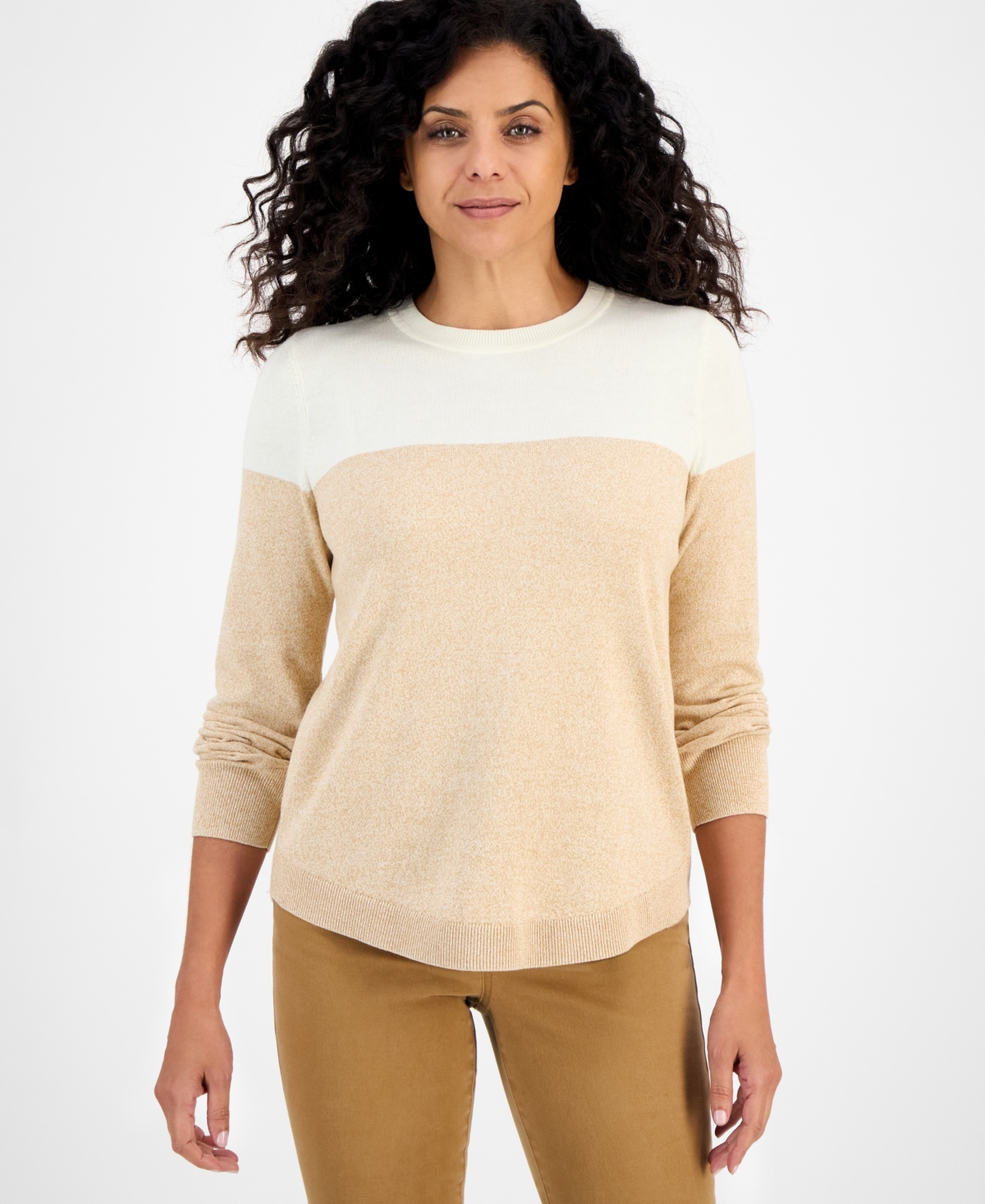 Click here for Style & Co Womens Cotton Colorblocked Pullover Swe... prices