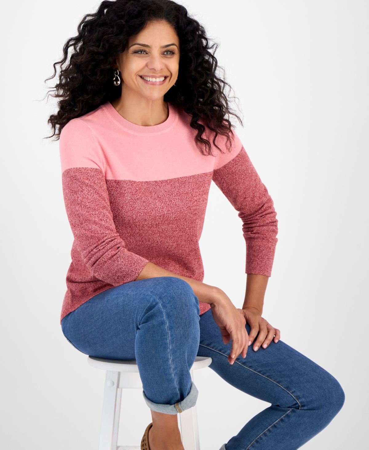 Click here for Style & Co Womens Cotton Colorblocked Pullover Swe... prices