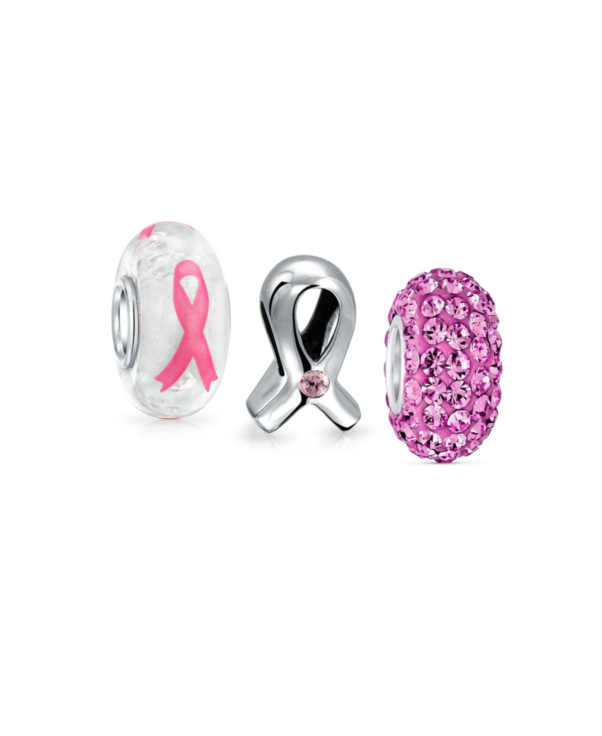 Click here for Bling Jewelry Set of 3 Pink Ribbon Breast Cancer S... prices
