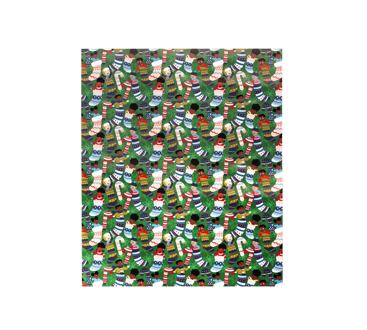 Click here for Black Paper Party Kids in Stockings Gift Wrap - Gr... prices
