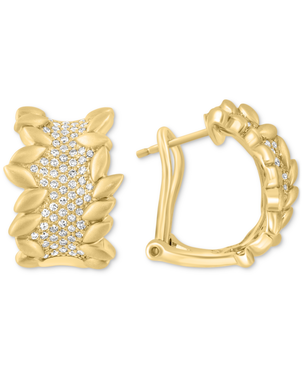 Click here for Effy Diamond Pave Vine Inspired Huggie Hoop Earrin... prices