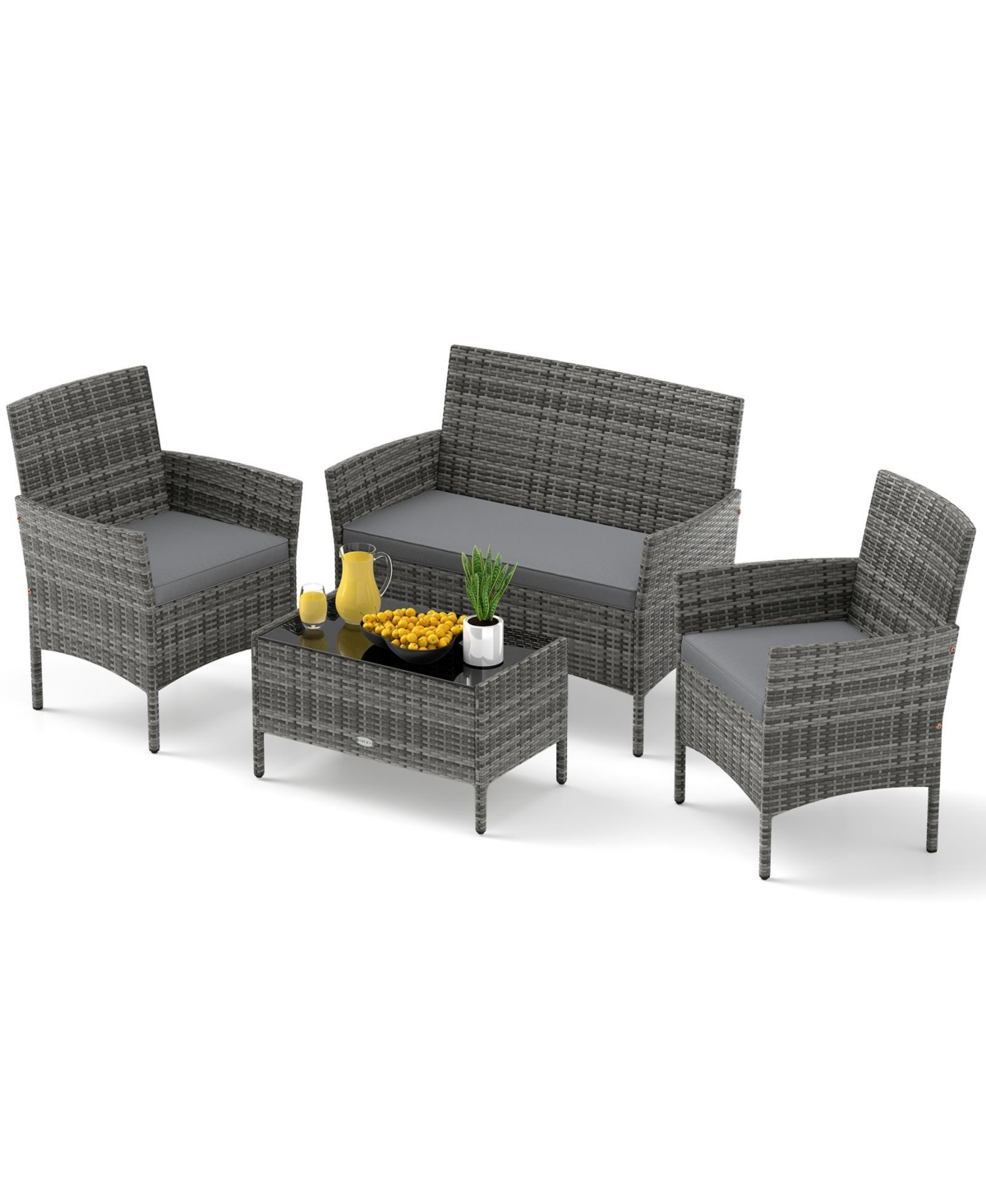 Click here for Slickblue 4-Piece Wicker Patio Set with Cushioned... prices