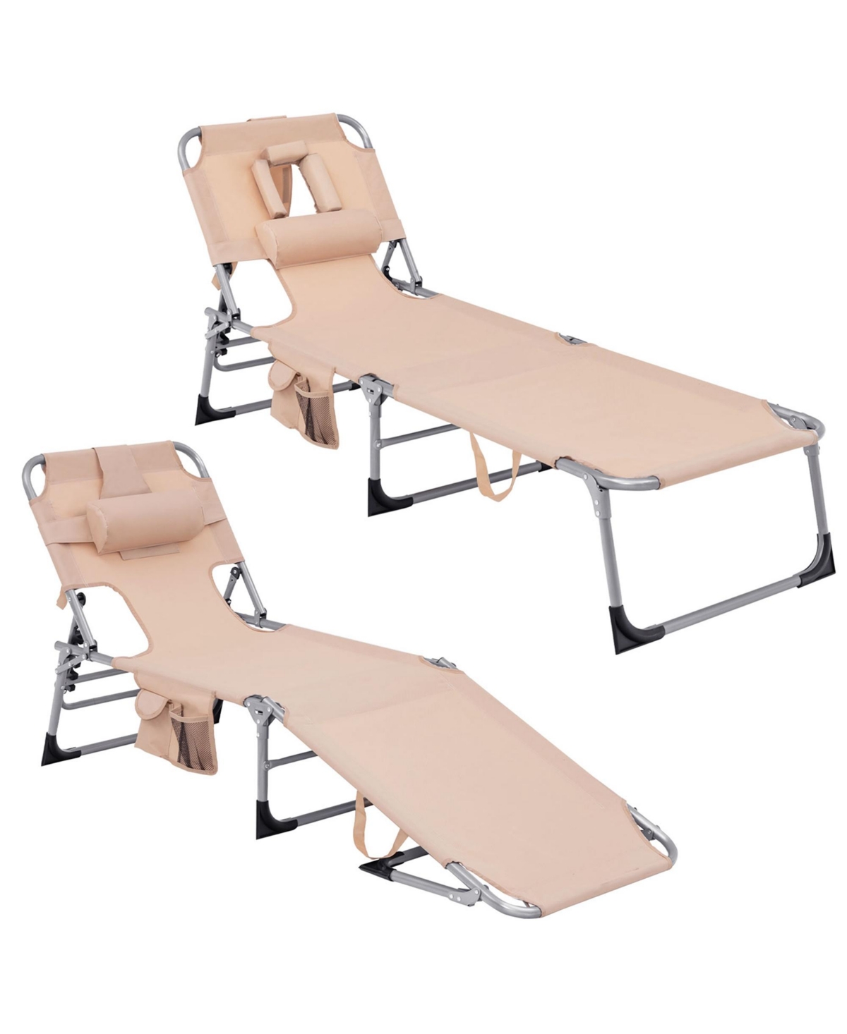 Click here for 2PCS Outdoor Beach Lounge Chair Folding Chaise Lou... prices