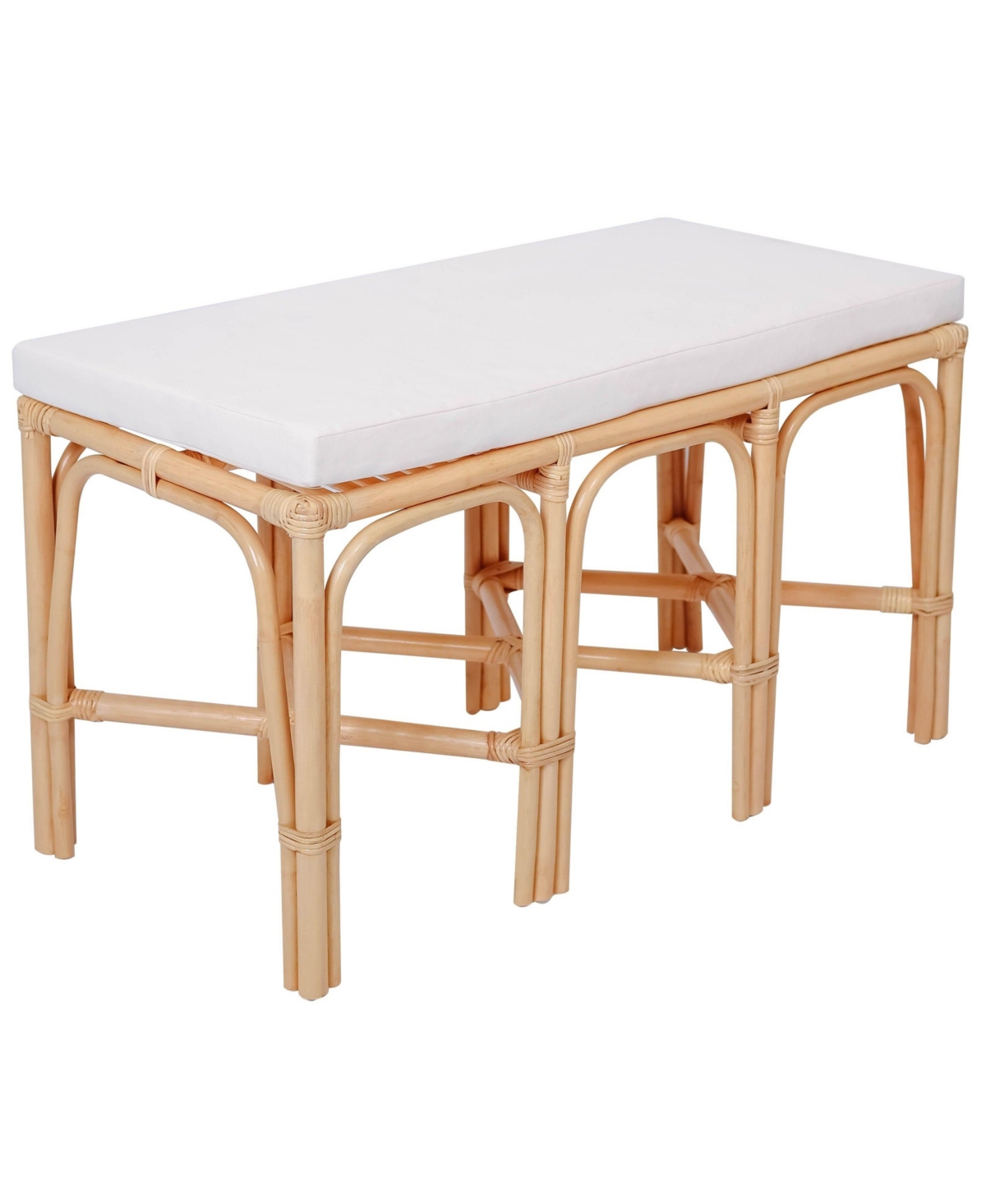 Click here for Nordlys - Natural Rattan and Beige Fabric Bench Ex... prices