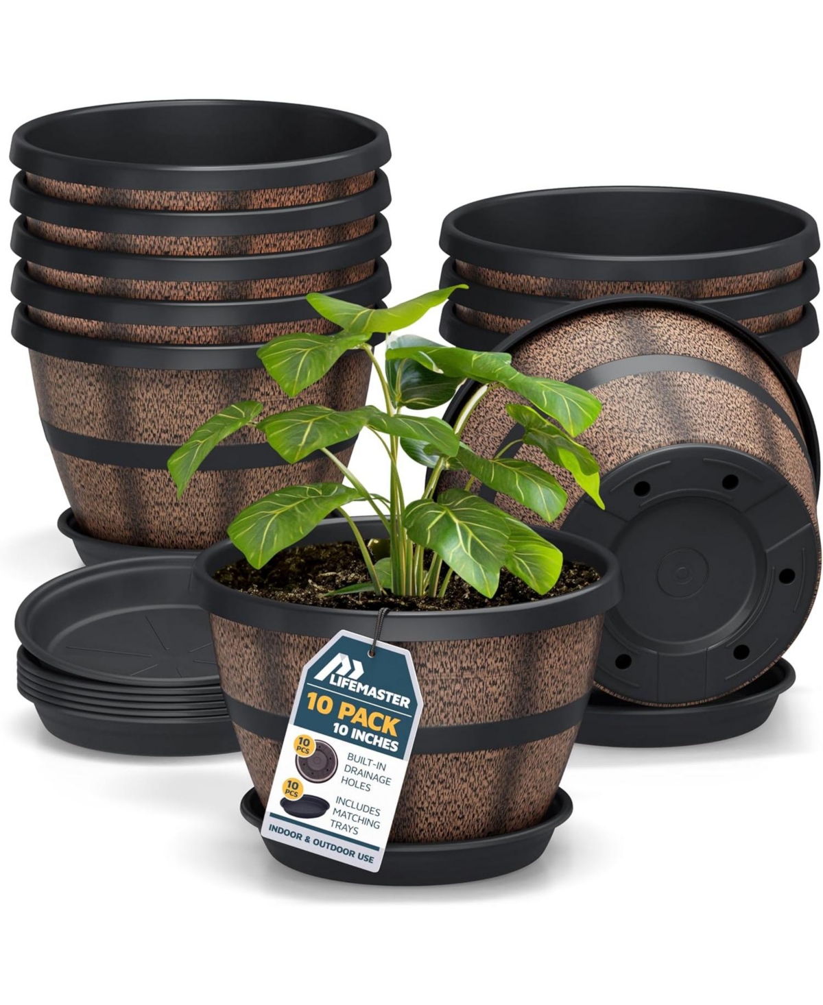 Click here for Lifemaster 10-Inch Whiskey Barrel Planters Outdoor... prices