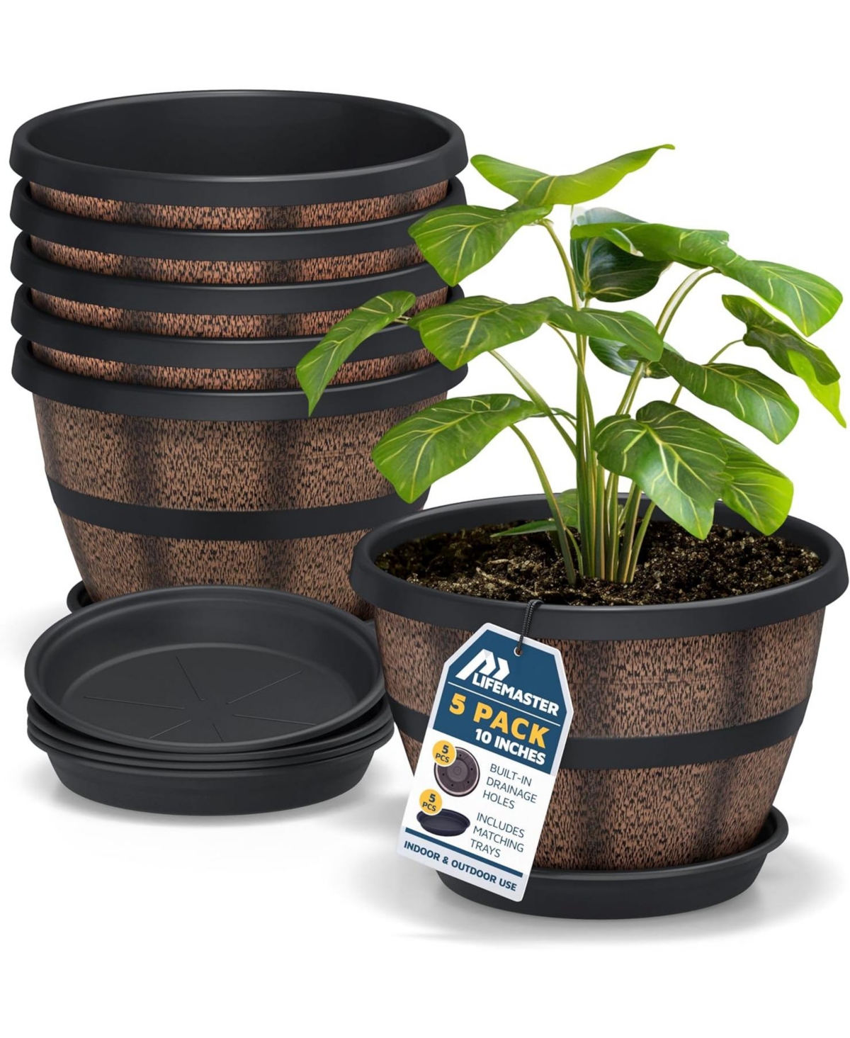 Click here for Lifemaster 10-Inch Whiskey Barrel Planters Outdoor... prices