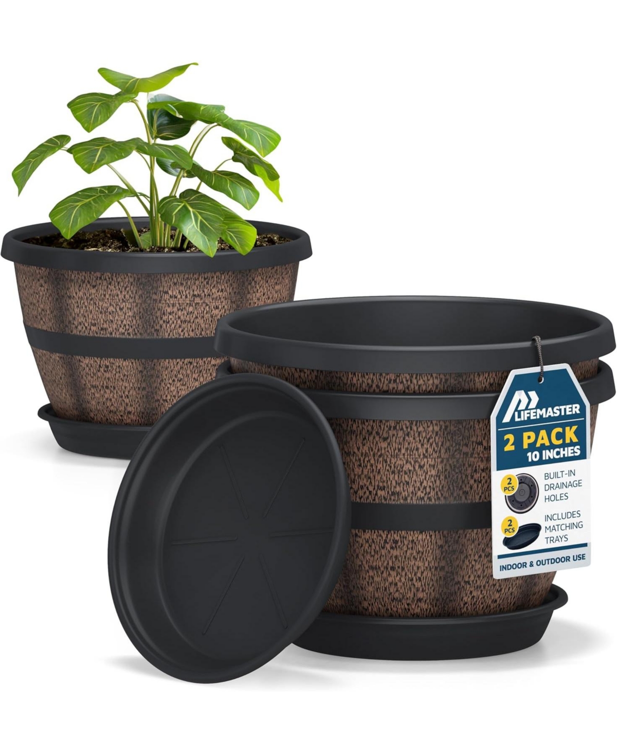 Click here for Lifemaster 10-Inch Whiskey Barrel Planters Outdoor... prices