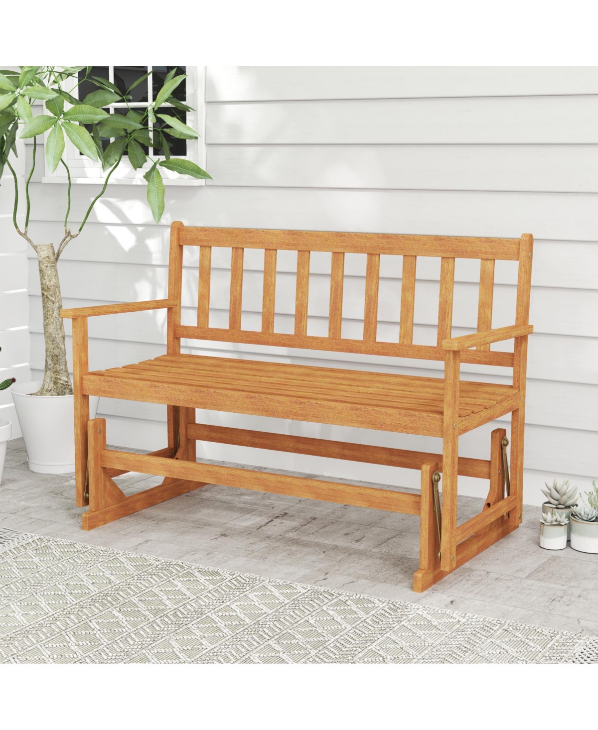 Click here for Gymax 2 Person Patio Glider Bench Solid Acacia Woo... prices