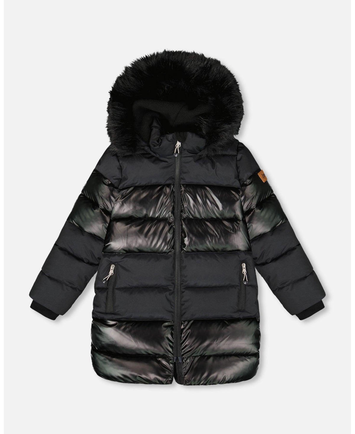 Deux par Deux Girls Long Metallic Puffy Winter Coat - Big Kid