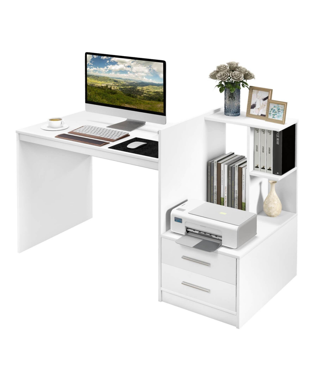 Click here for Mecale Computer Desk Home Office with Bookshelf an... prices