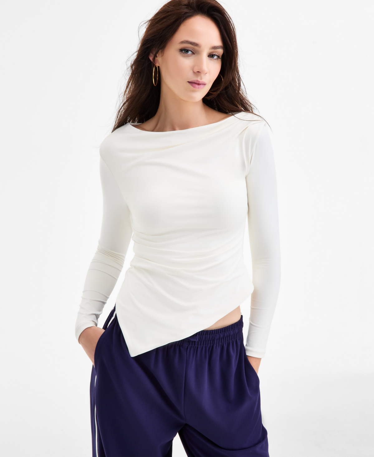 Click here for Bar Iii Womens Asymmetrical-Hem Boatneck Top  Macy... prices