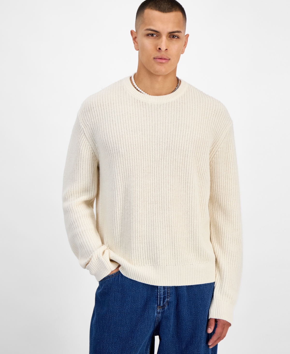 Click here for Mode of One Mens Long-Sleeve Relaxed Crewneck Swea... prices