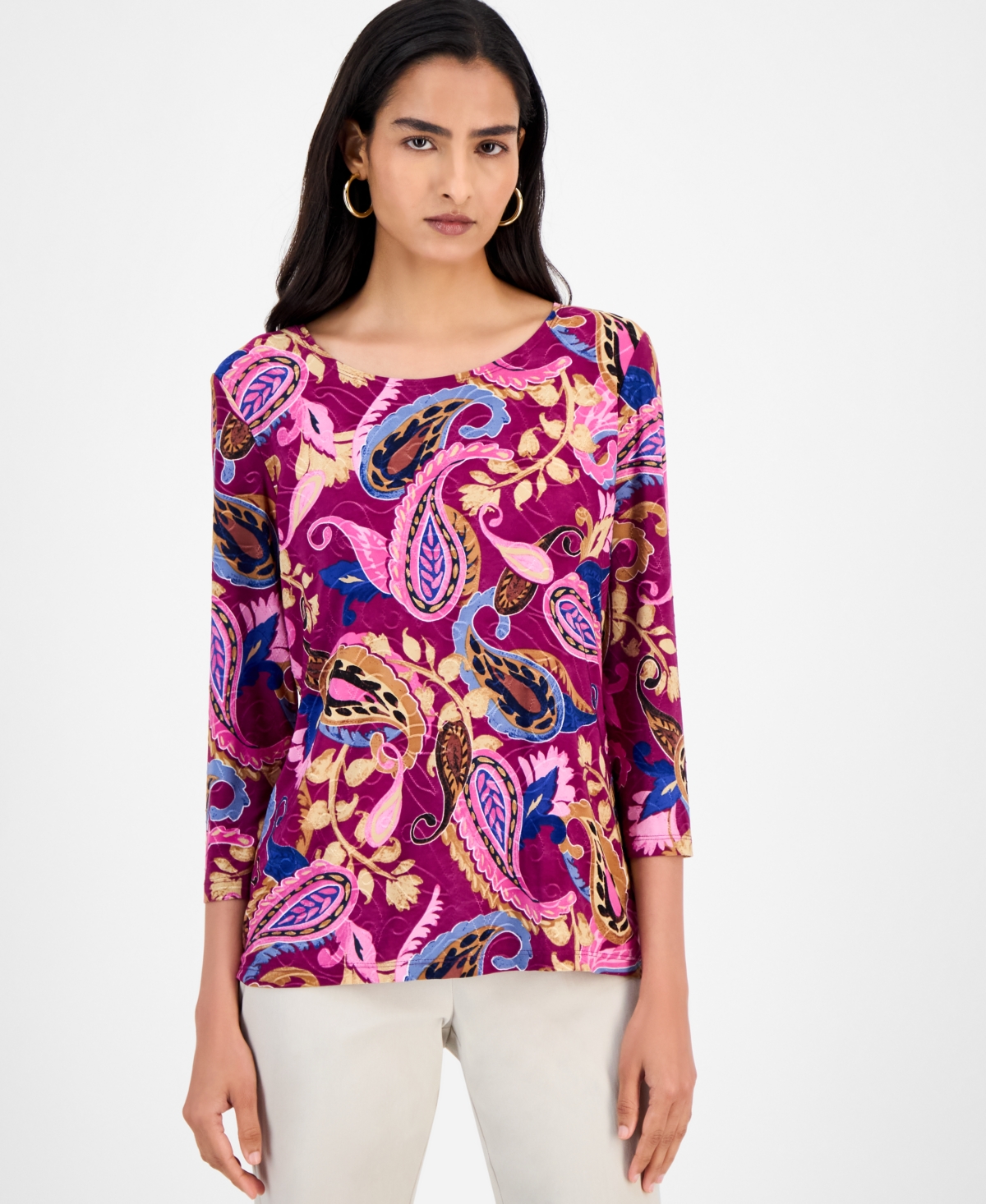 Click here for Jm Collection Womens Paisley Jacquard Top  Macys E... prices