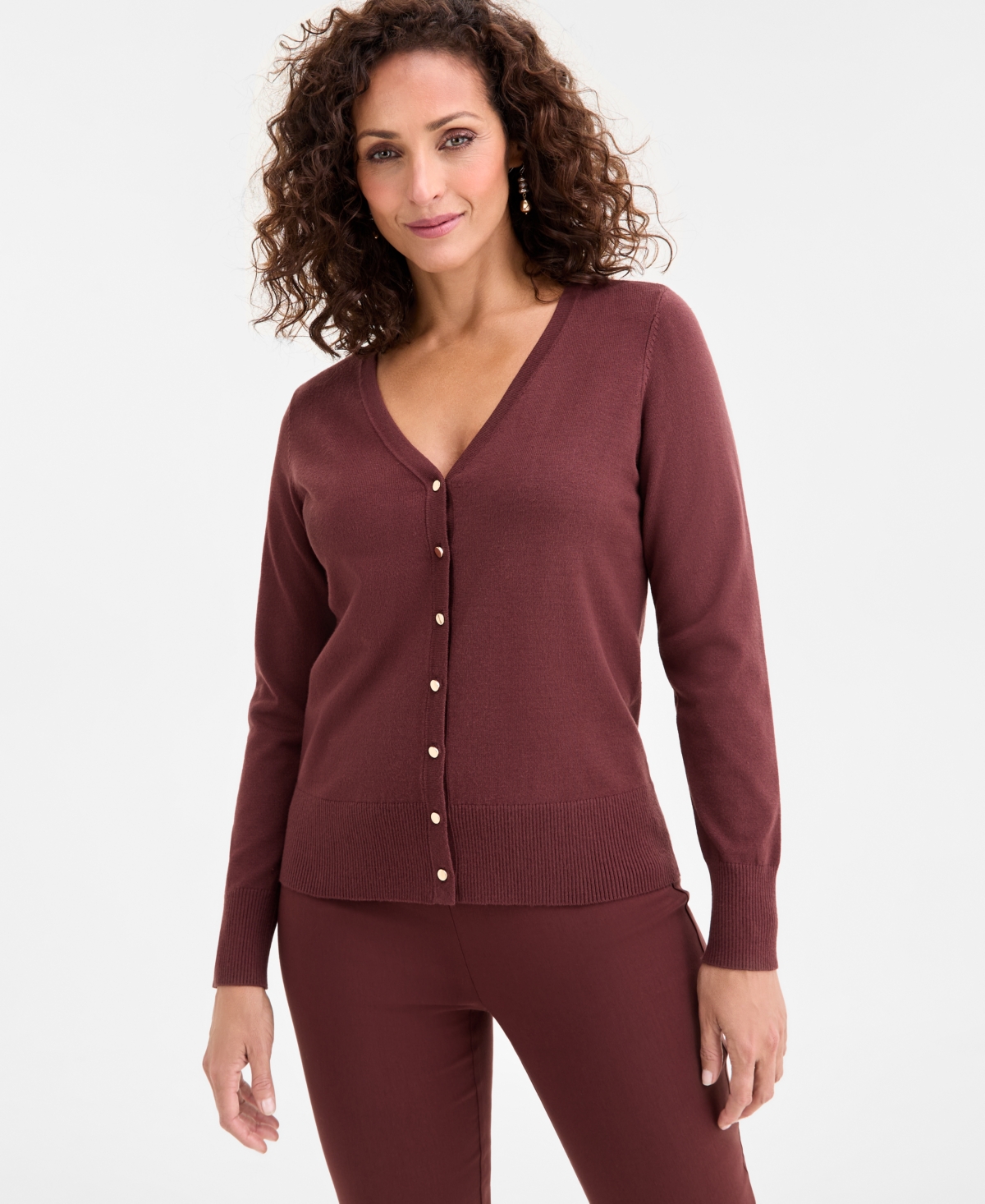 Click here for Jm Collection Womens V-Neck Button-Front Cardigan... prices