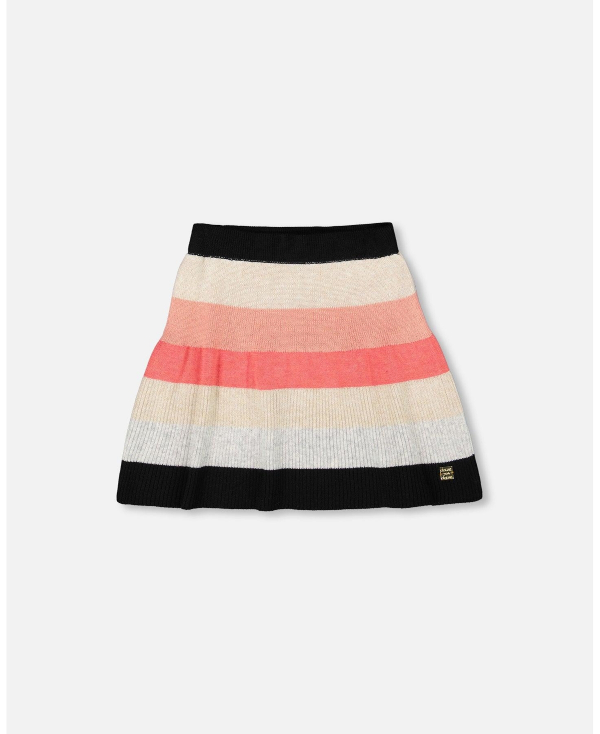 Deux par Deux Girl Striped Knit Skirt Beige Black and Pink - Child - Beige  black and pink