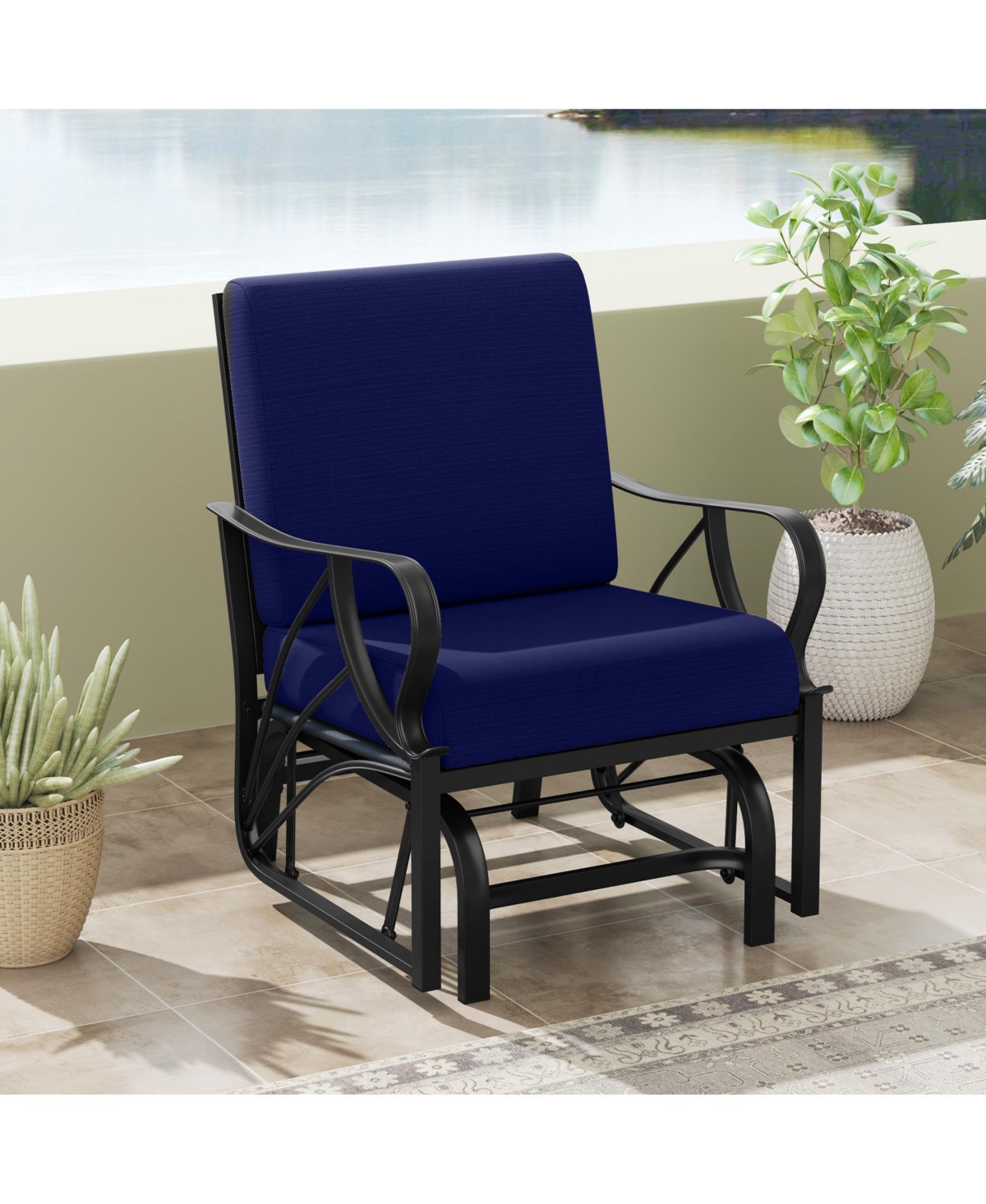 Click here for Gymax Patio Glider Chair Single Outdoor Rocking Ch... prices
