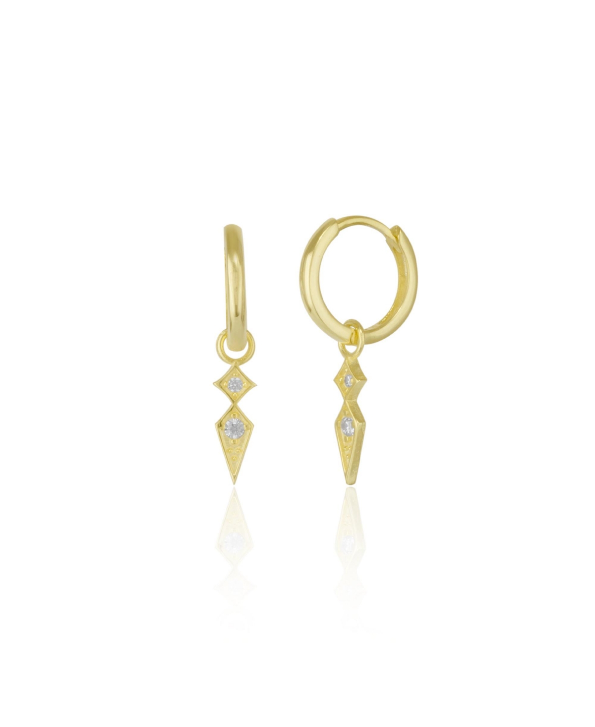 Click here for Sterling Silver Pave Spike Rhombus Drop Earrings -... prices