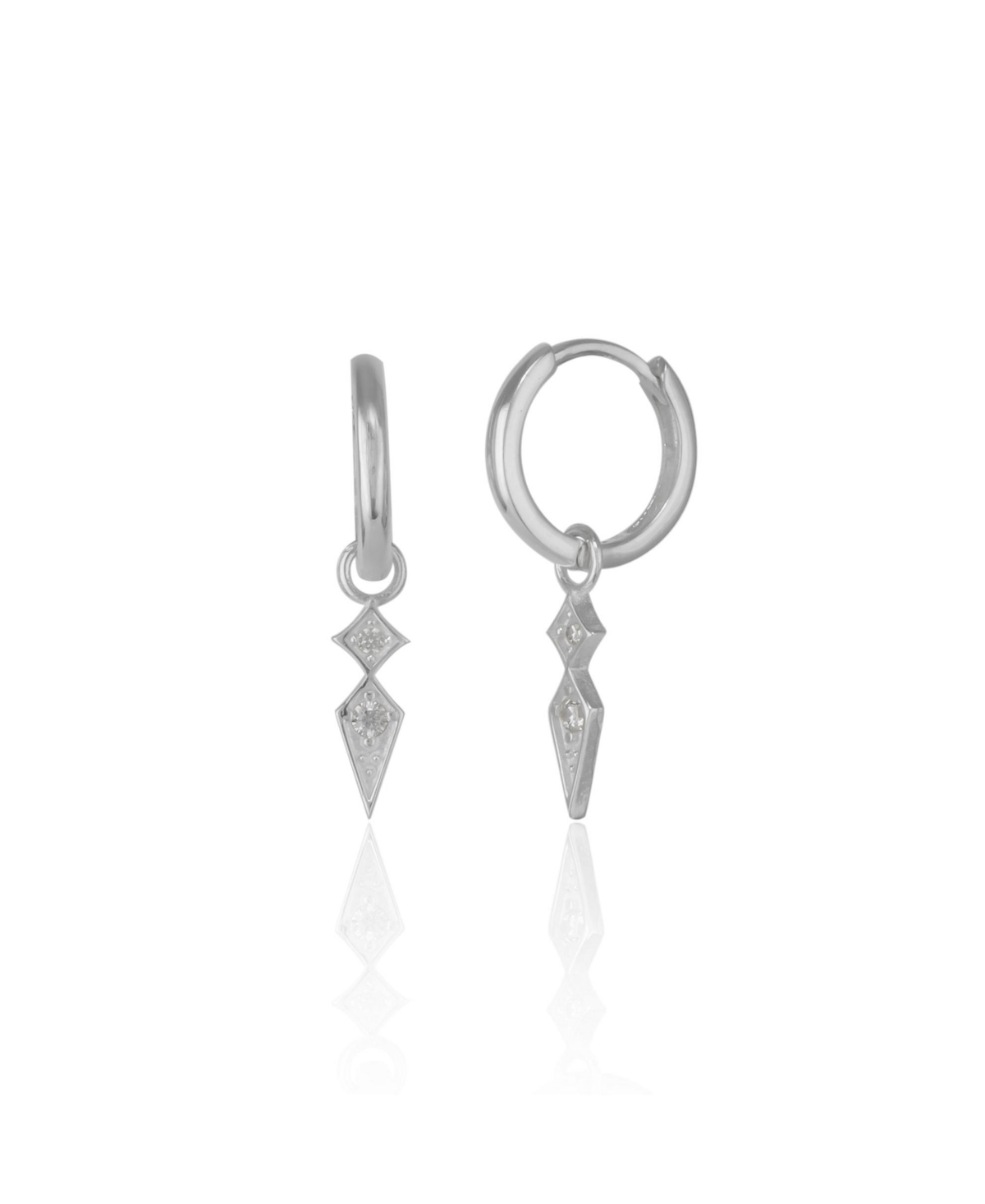 Click here for Sterling Silver Pave Spike Rhombus Drop Earrings -... prices