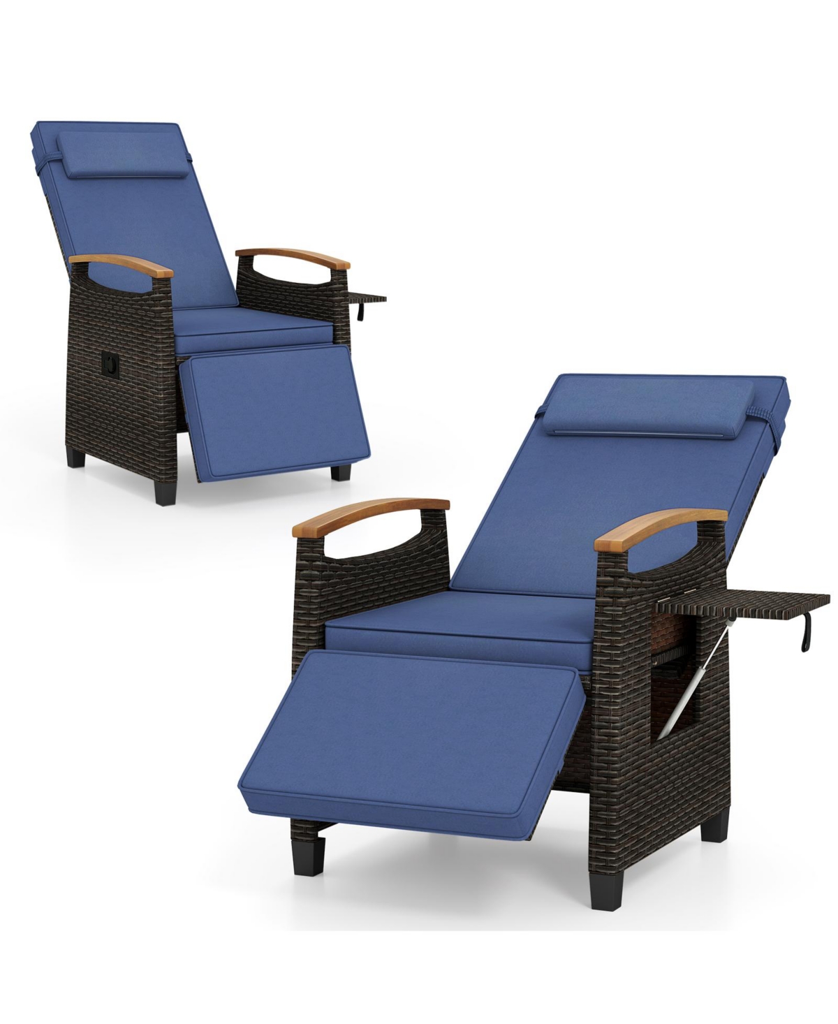 Click here for Gymax 2PCS Patio Rattan Lounge Chair Pe Wicker Rec... prices