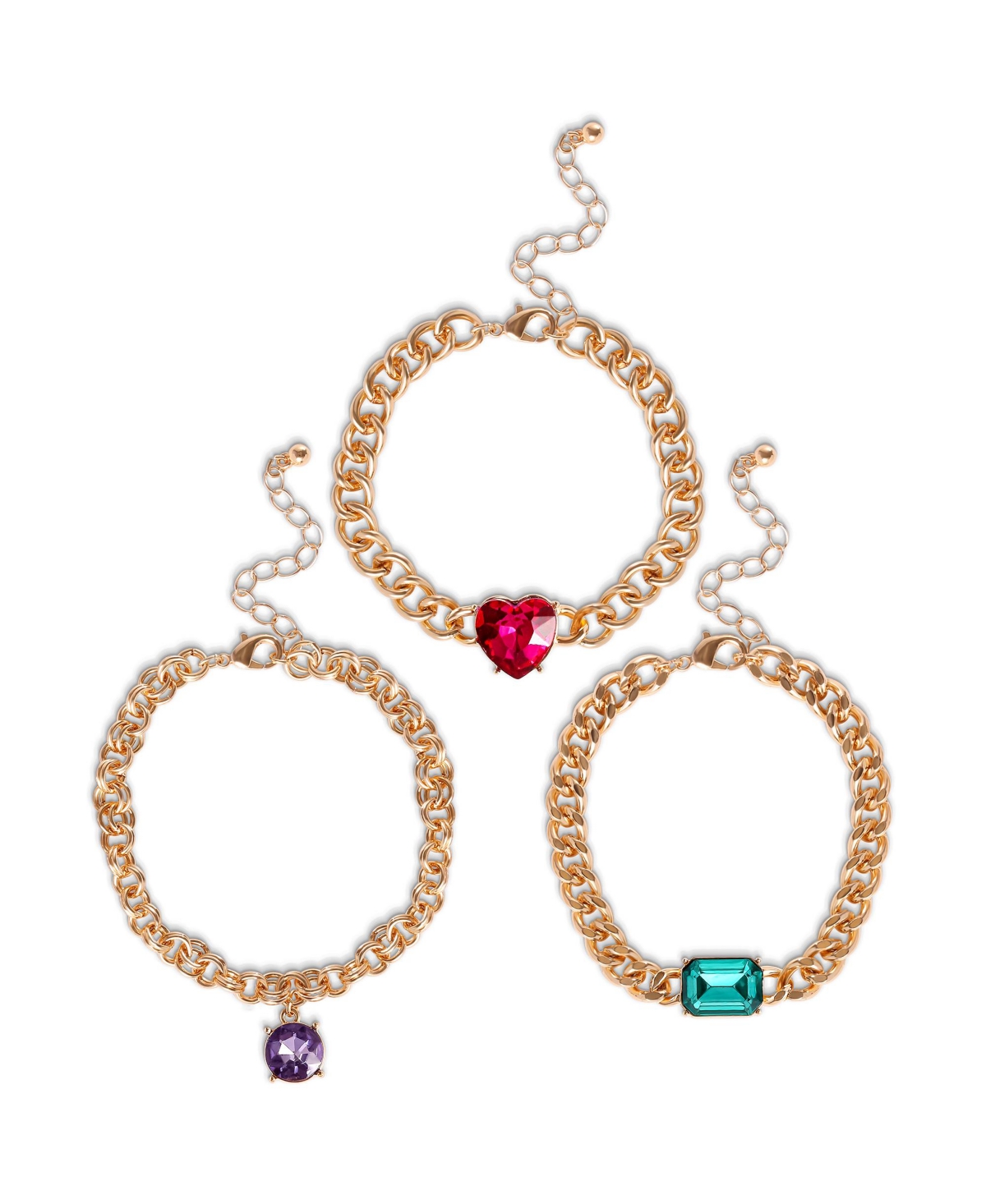 Click here for Jessica Simpson 3-Piece Chunky Gemstone Chain Brac... prices