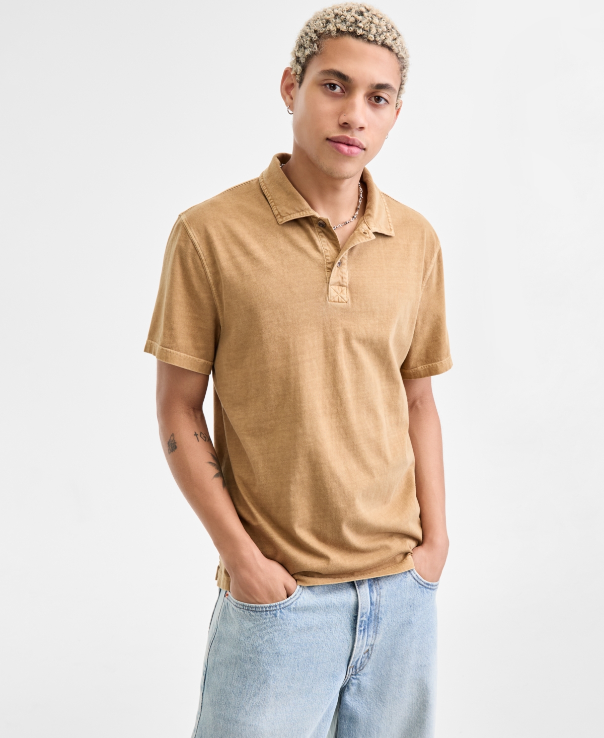 Click here for Sun + Stone Mens Sun Faded Short Sleeve Polo Shirt... prices