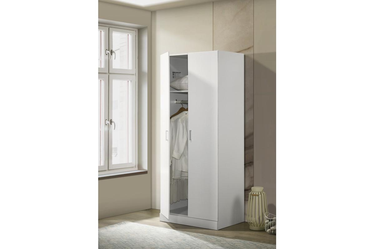Homlux 29.5W White Double Door Wardrobe with Shelf and Hanging Rod for Organized Living