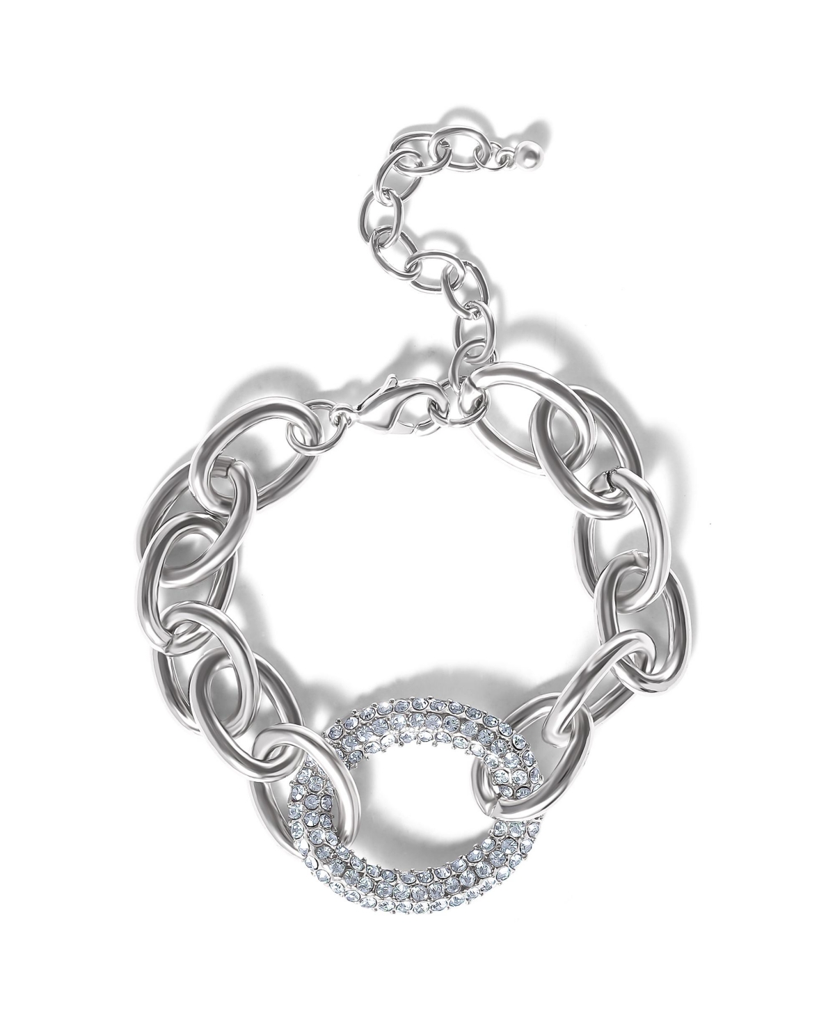 Click here for Jessica Simpson Silver-Tone Pave Oval Link Bracele... prices