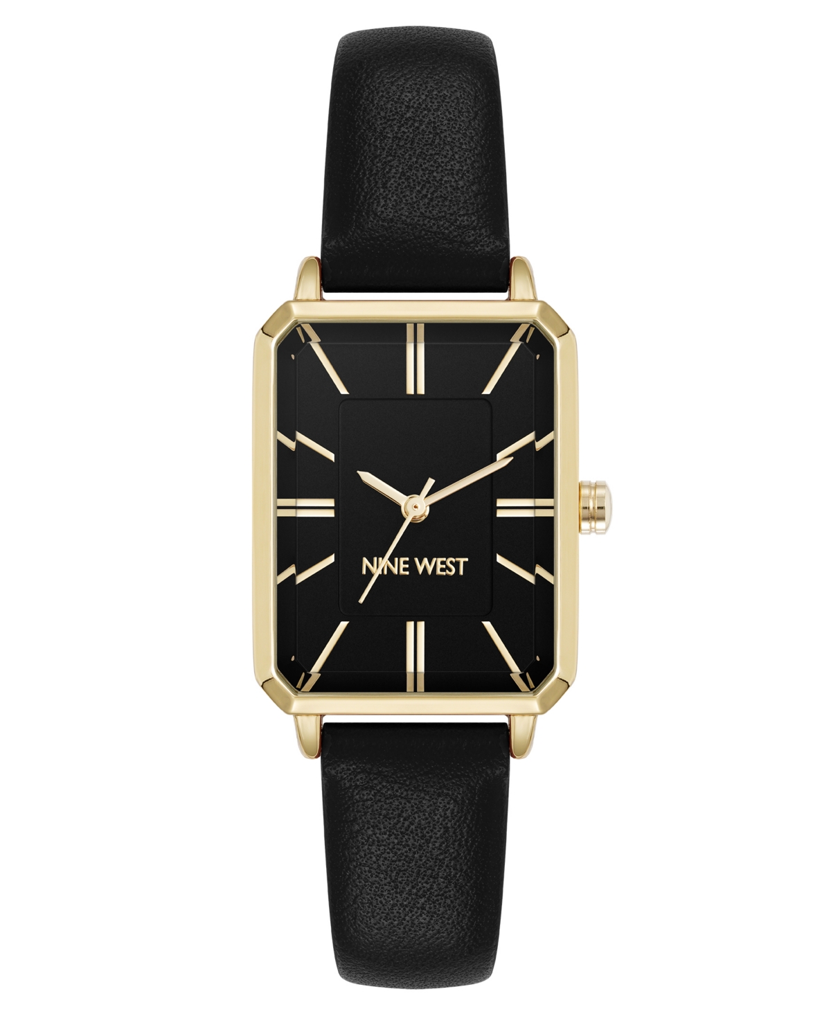 Click here for Nine West Womens Quartz Petite Black Leather and G... prices