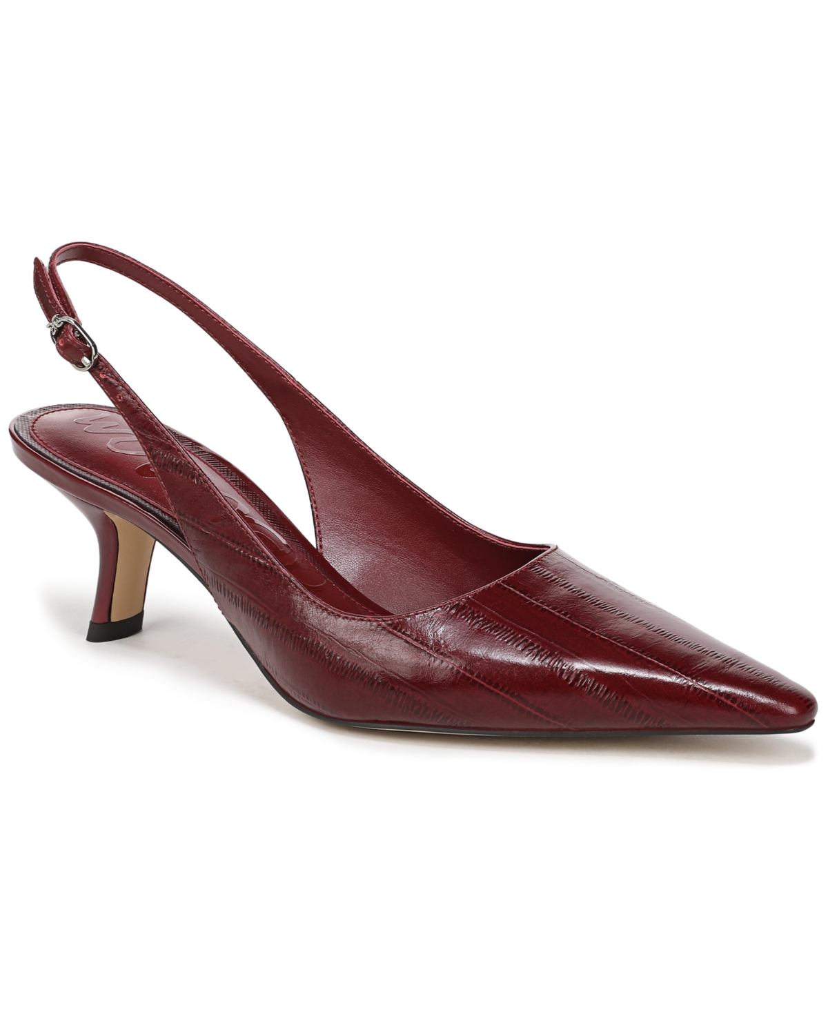 Sam Edelman Womens Bianka Slingback Kitten-Heel Pumps - French Merlot Leather