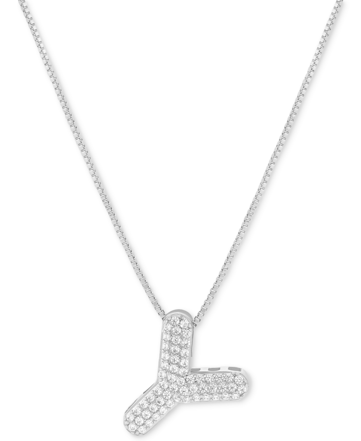 Click here for Cubic Zirconia Bubbly Initial Y 18 Pendant Necklac... prices