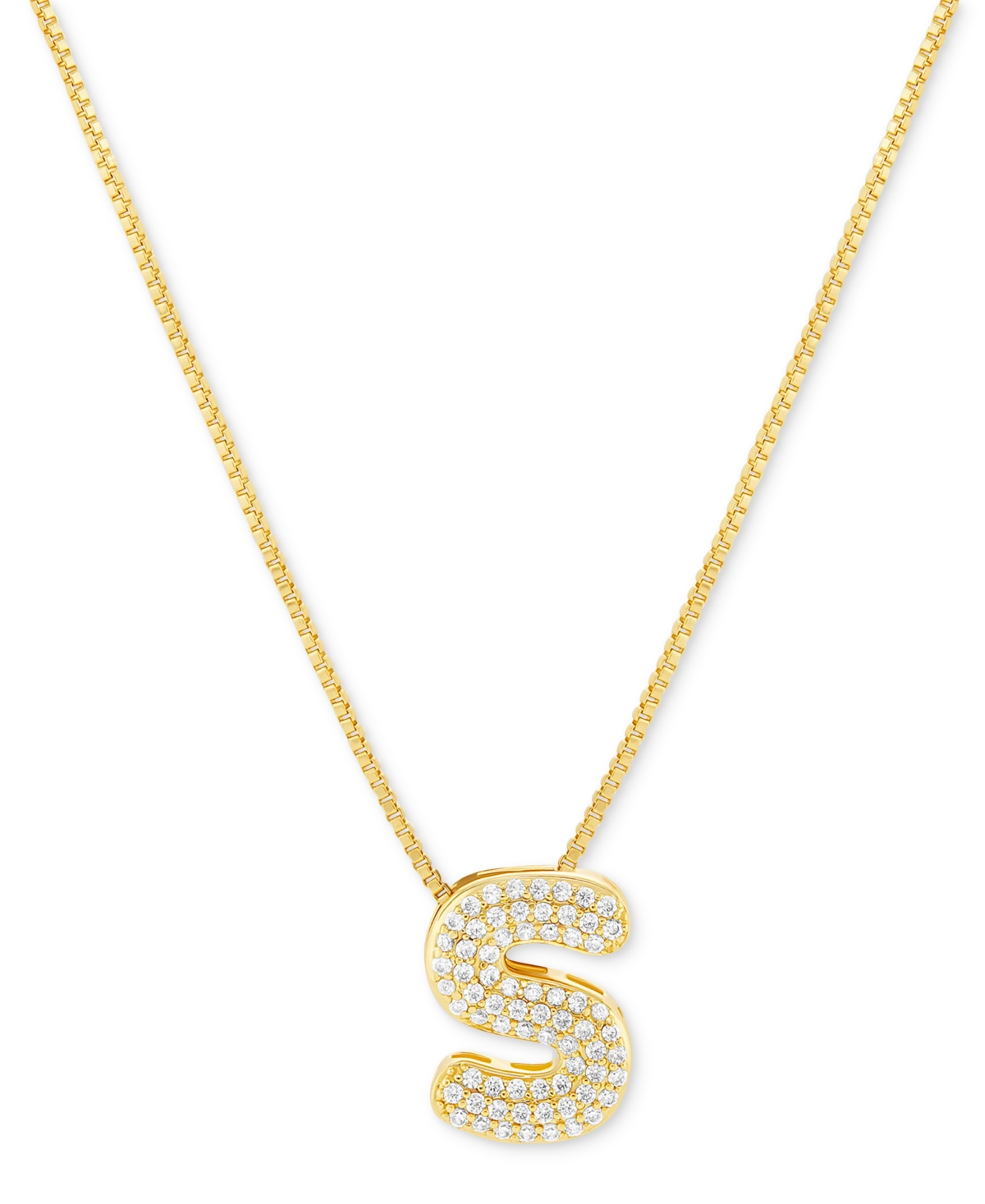 Click here for Cubic Zirconia Bubbly Initial S 18 Pendant Necklac... prices