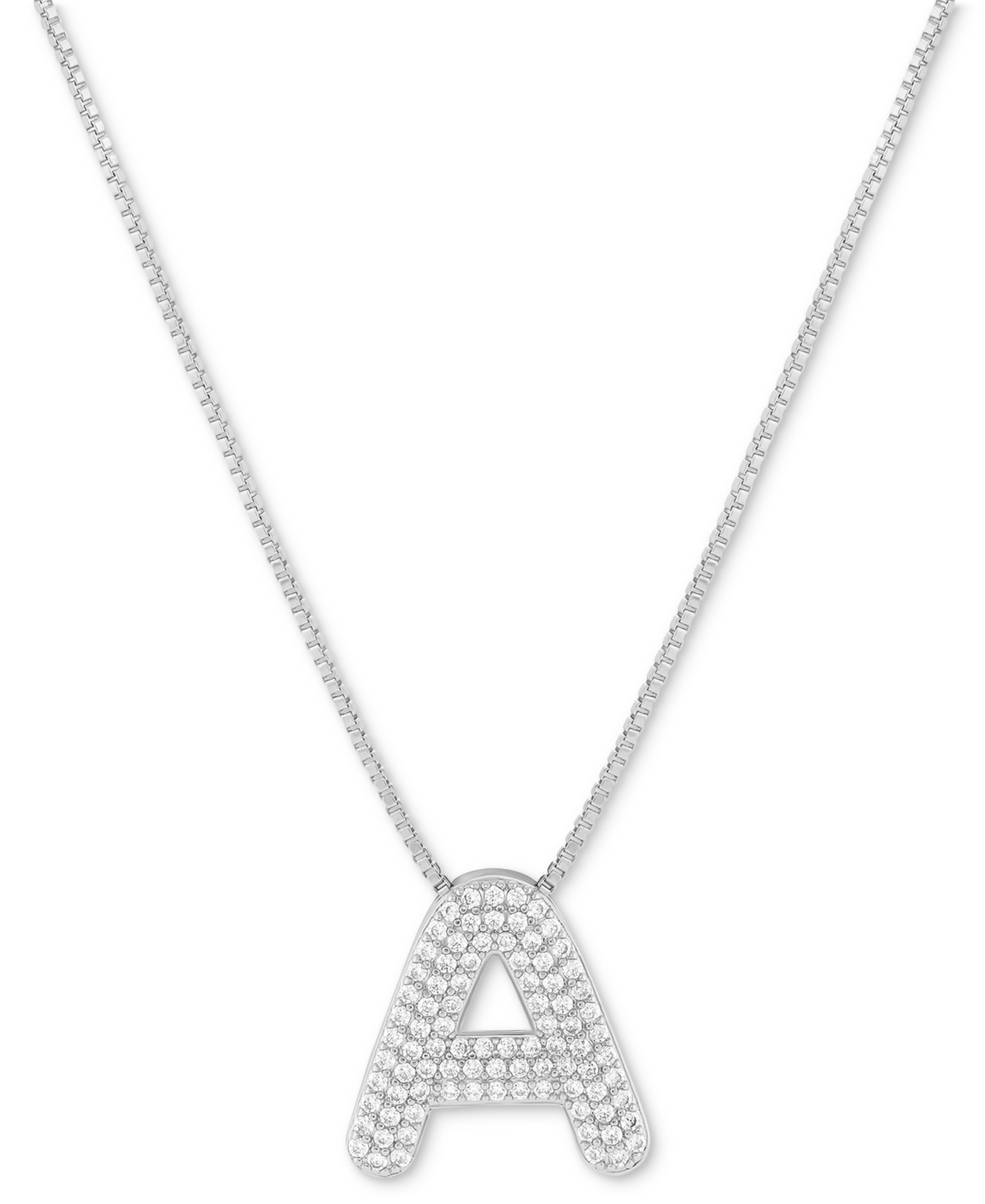 Click here for Cubic Zirconia Bubbly Initial A 18 Pendant Necklac... prices