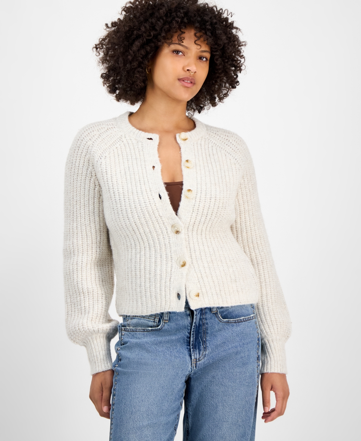 Click here for And Now This Womens Shaker Stitch Button-Front Car... prices