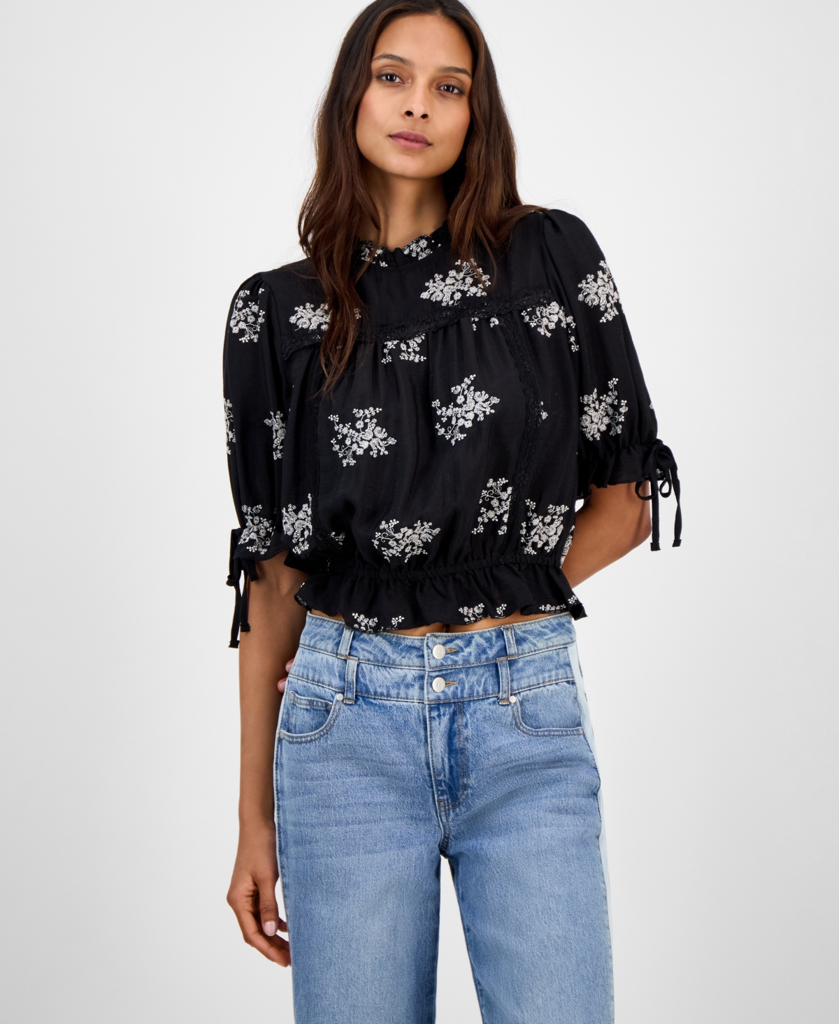 Click here for And Now This Womens Embroidered Lace-Trim Blouse... prices