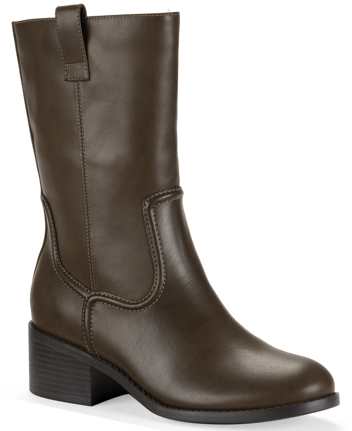Click here for Style & Co Womens Inezz Mid Shaft Faux-Leather Boo... prices