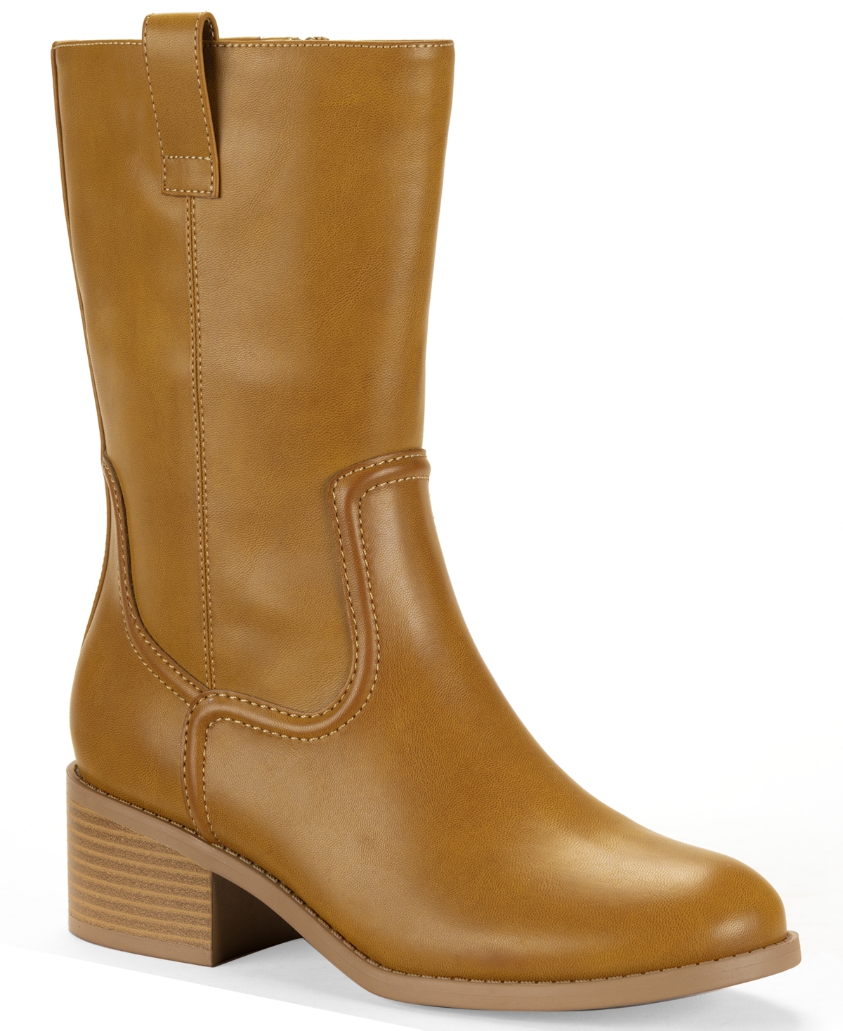 Click here for Style & Co Womens Inezz Mid Shaft Faux-Leather Boo... prices